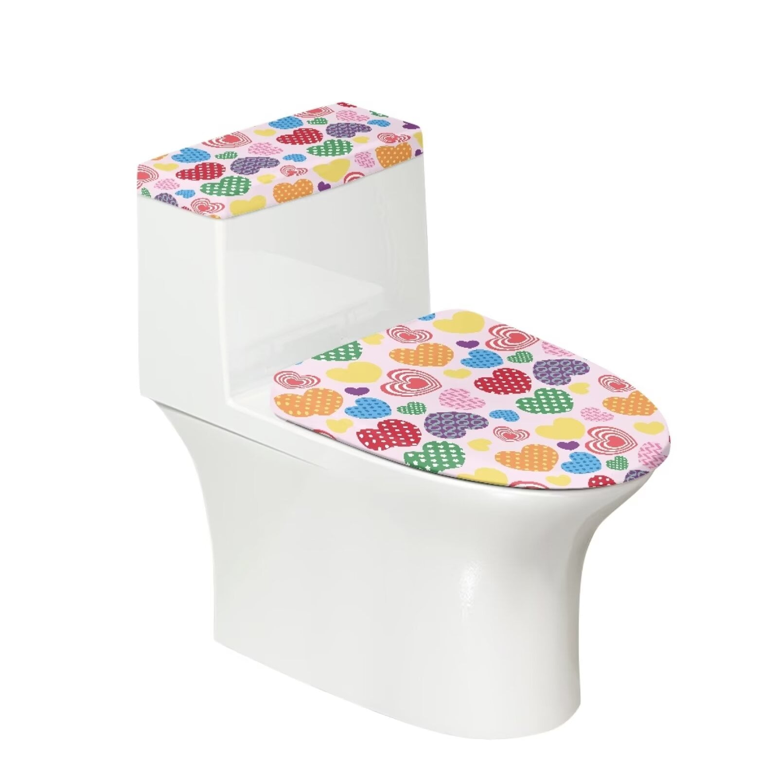Renewold Valentine's Day Toilet Lid Cover Colorful Hearts Toilet Tank ...