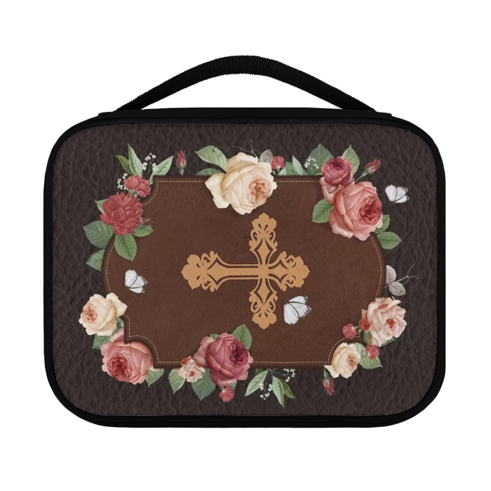 Renewold White Red Roses Bible Bags for Women Organizer Personalized Church Bag Bible Protective ...