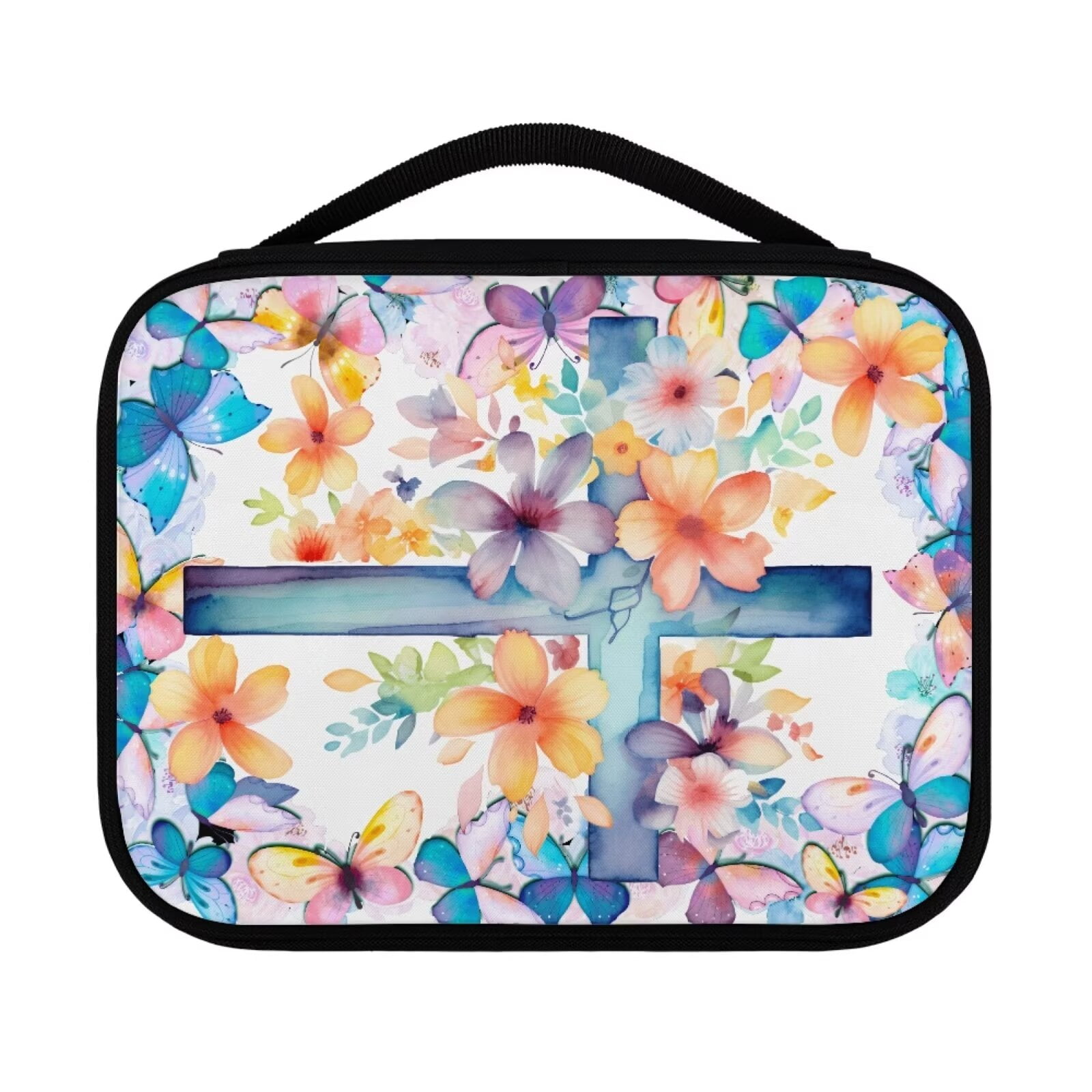 Renewold Womens Bible Cover Colorful Flowers Bible Bags Cross Bible ...