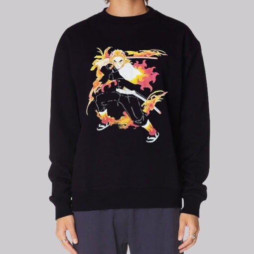 Rengoku Flame Art 'Demon Slayer' Sweatshirt - Bold and Fiery Design for ...