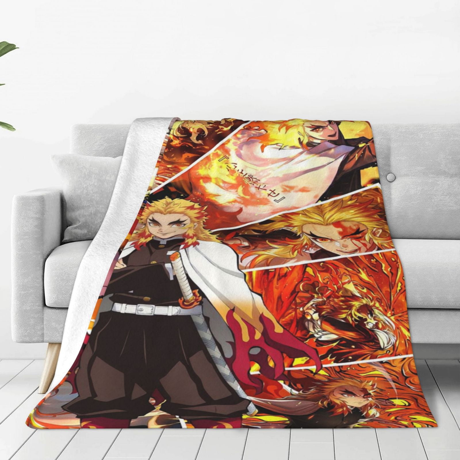Rengoku Kyoujurou Soft Cozy Fleece Throw Blanket Plush Lightweight Warm ...