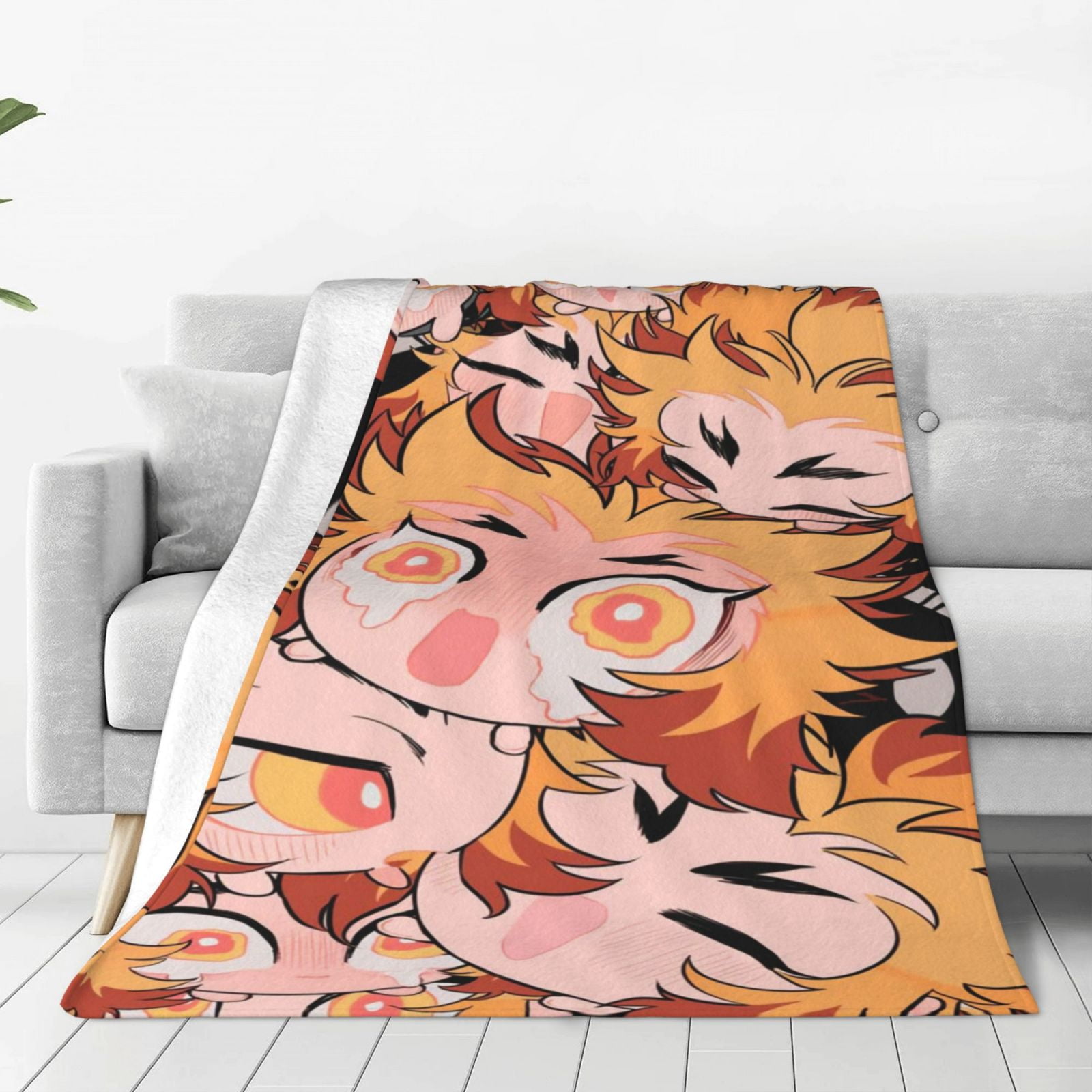 Rengoku Kyoujurou Soft Cozy Fleece Throw Blanket Plush Lightweight Warm ...