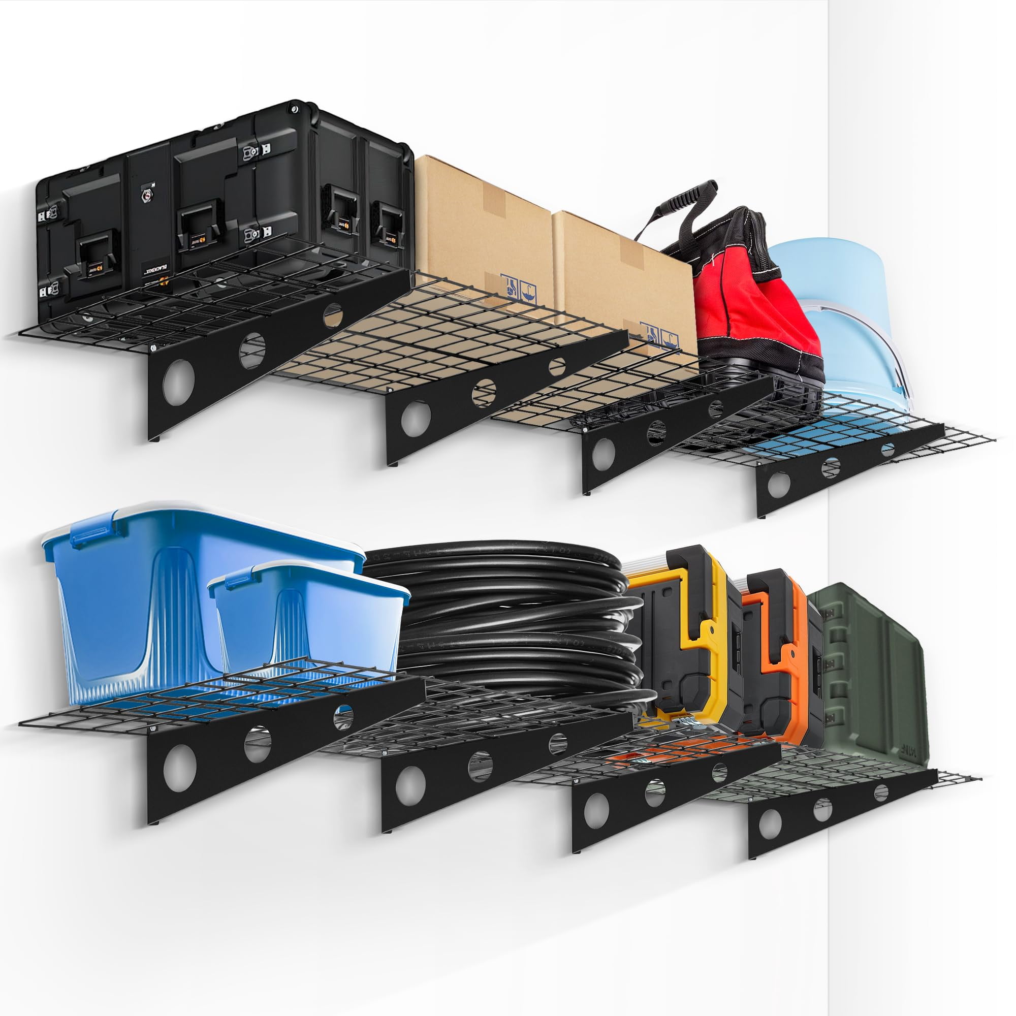 Rengue 2-Pack 2x6FT Garage Wall Shelving, 72” x 12” Heavy Duty Wall ...