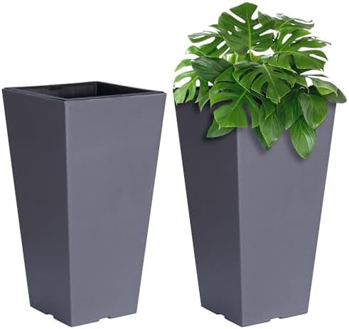 22.6" Tall Outdoor Planters, Set of 2 Large Outdoor Tall Planter with ...