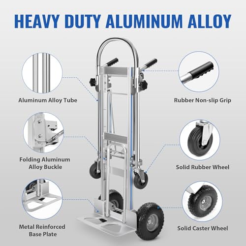 Rengue 3 in 1 Aluminum Hand Truck - Heavy Duty Convertible Hand Truck ...