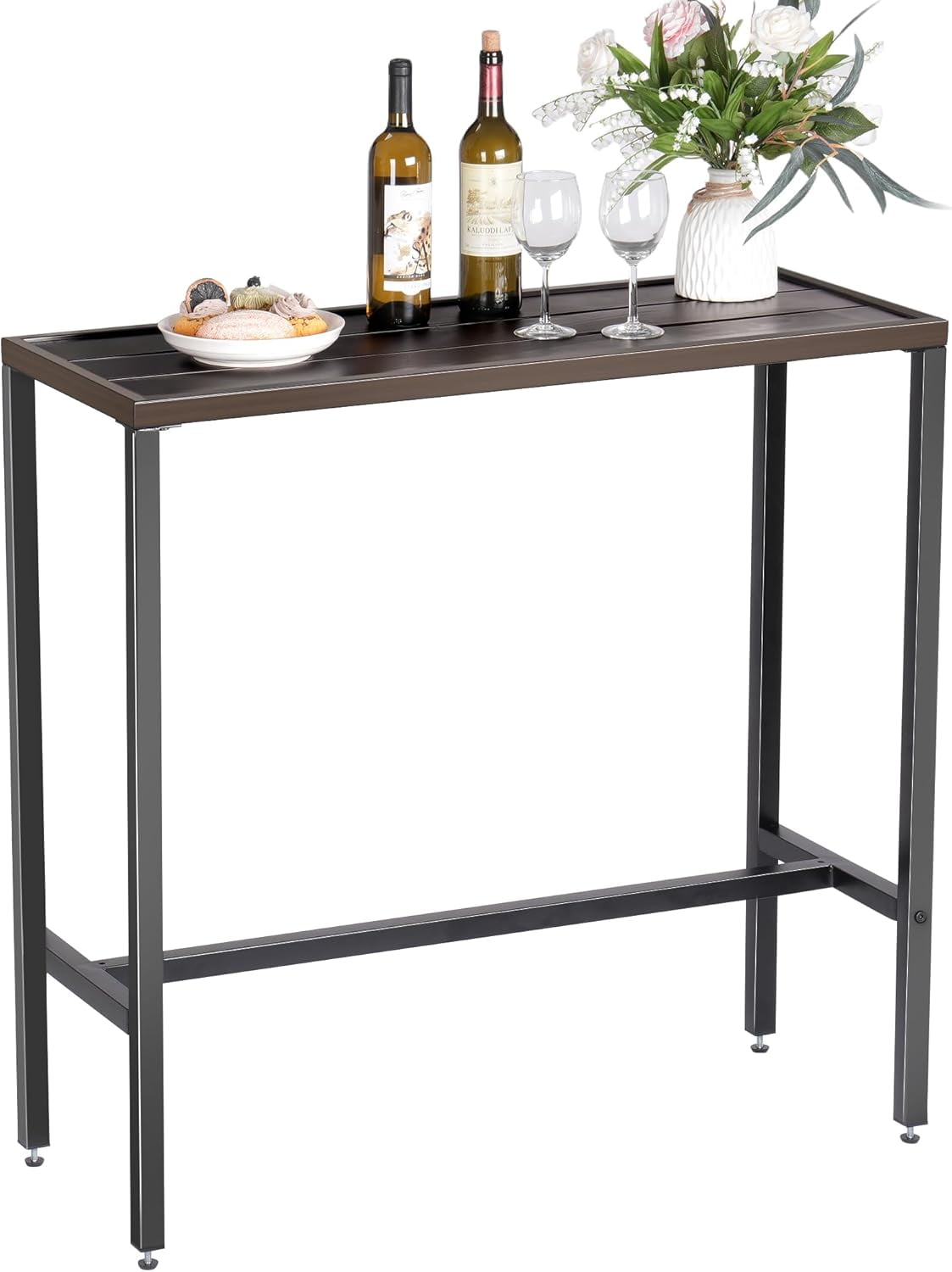 Rengue 37.6'' Pub Height Bar Table, Rectangle Narrow Counter Outdoor ...