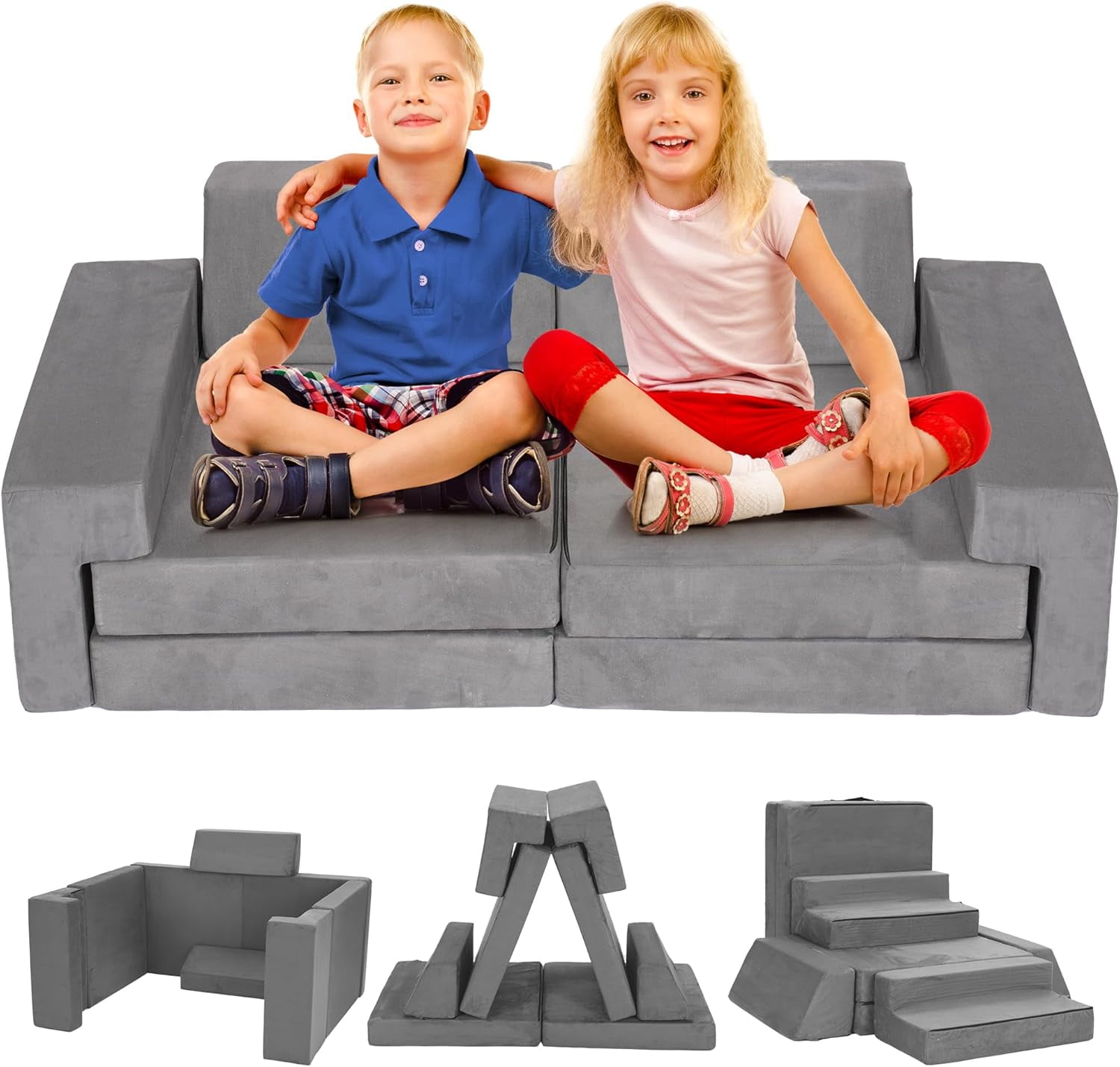 Rengue 8PCS Modular Kids Play Couch, DIY Modular Toddler Couch for Glow ...