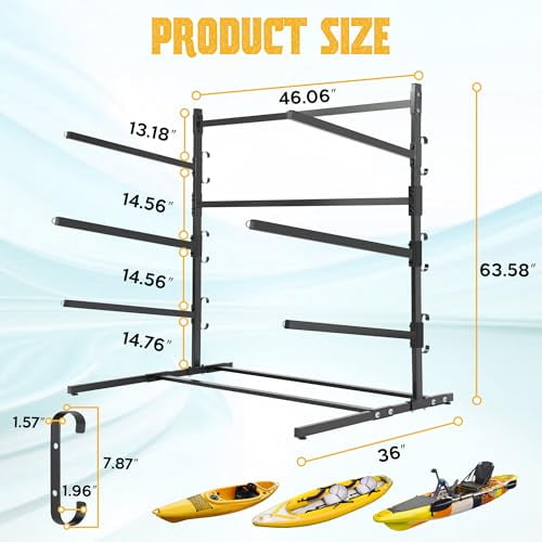 Rengue Kayak Storage Rack, Heavy Duty Freestanding Kayak Stand for ...