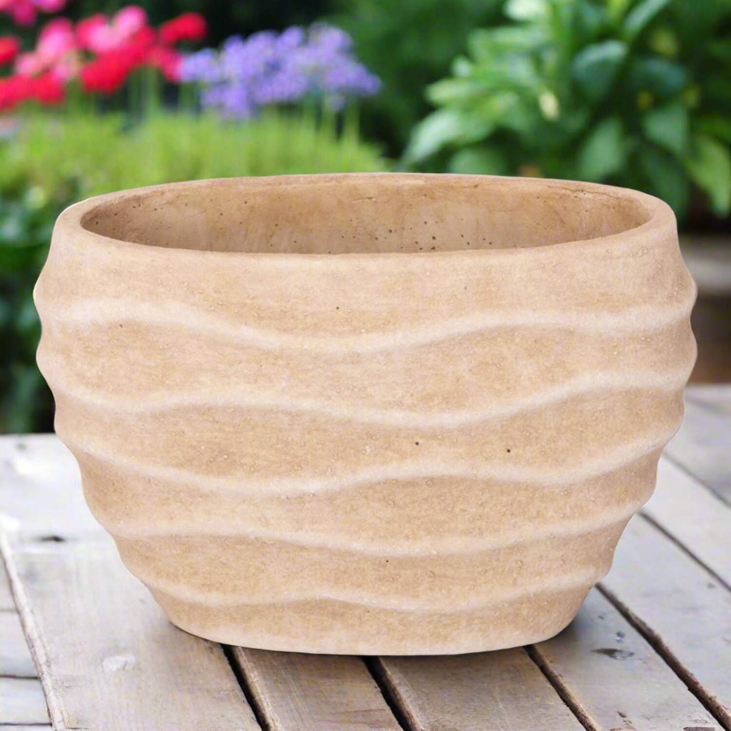 Renley Cream Cement Flower Pot - Walmart.com