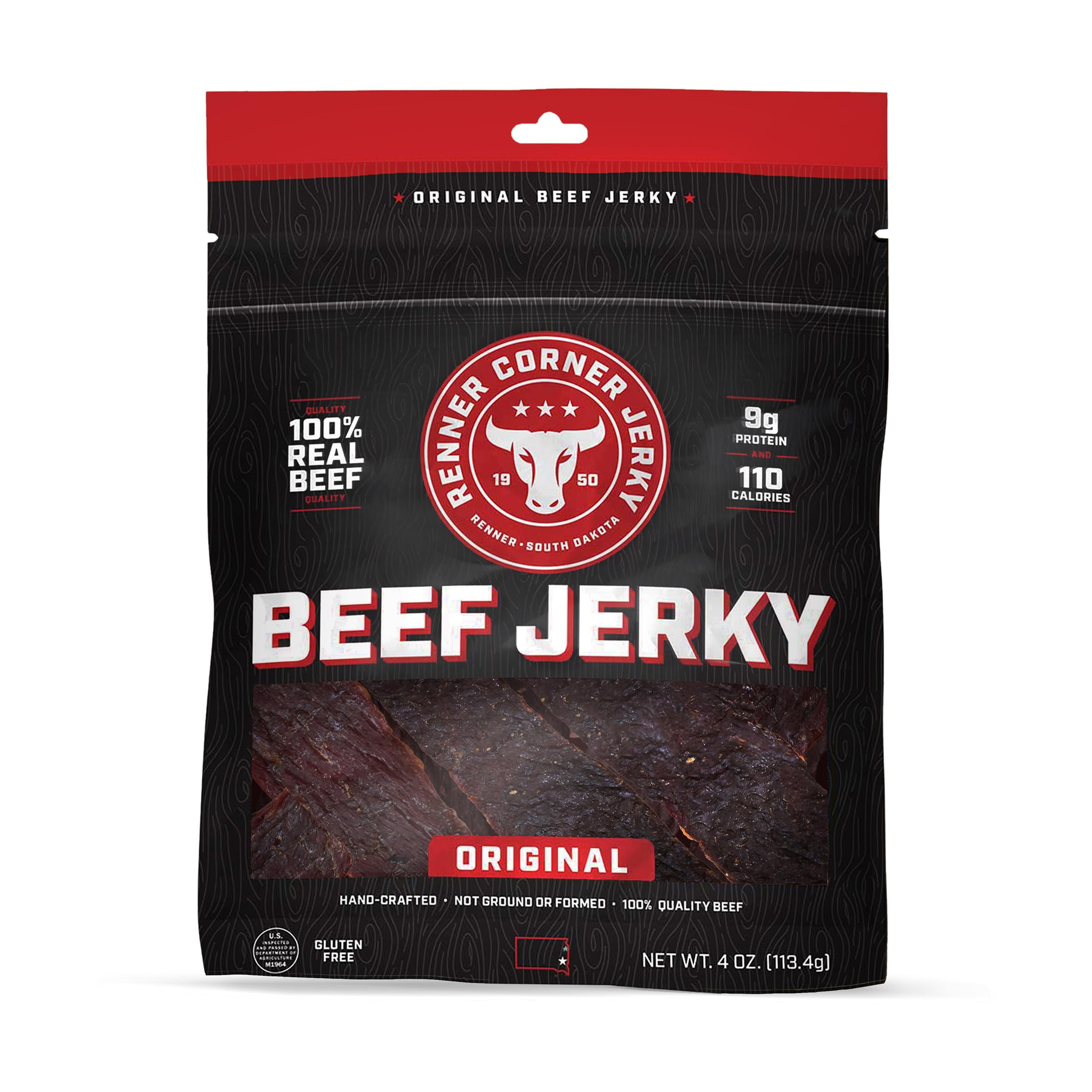 Renner Corner Jerky's Original YYF14 Beef Jerky (4oz) - 100% Natural, Handcrafted Premium Beef ...