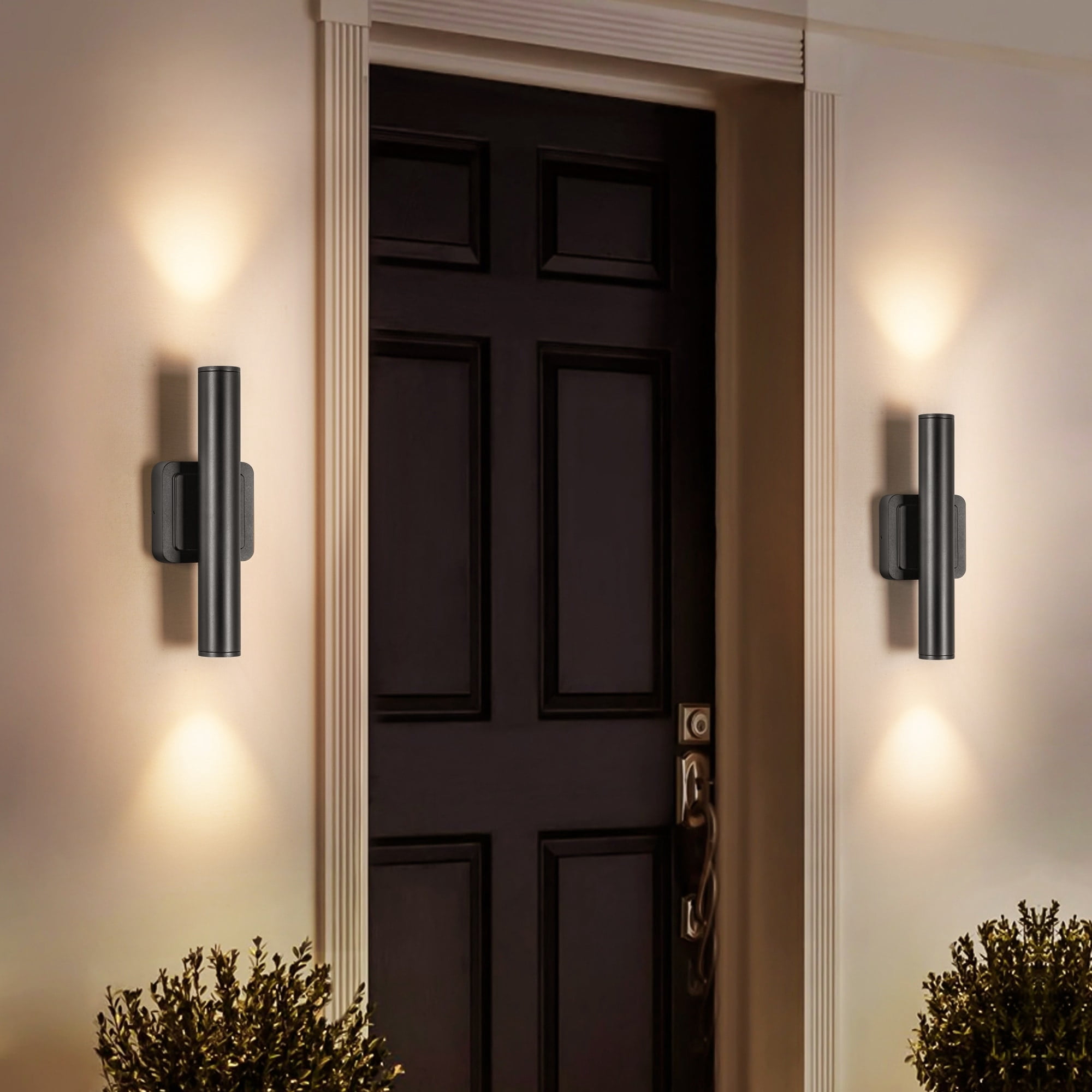 Rennnsan 2-Light Modern Black Linear Cylinder Integrated LED Outdoor ...