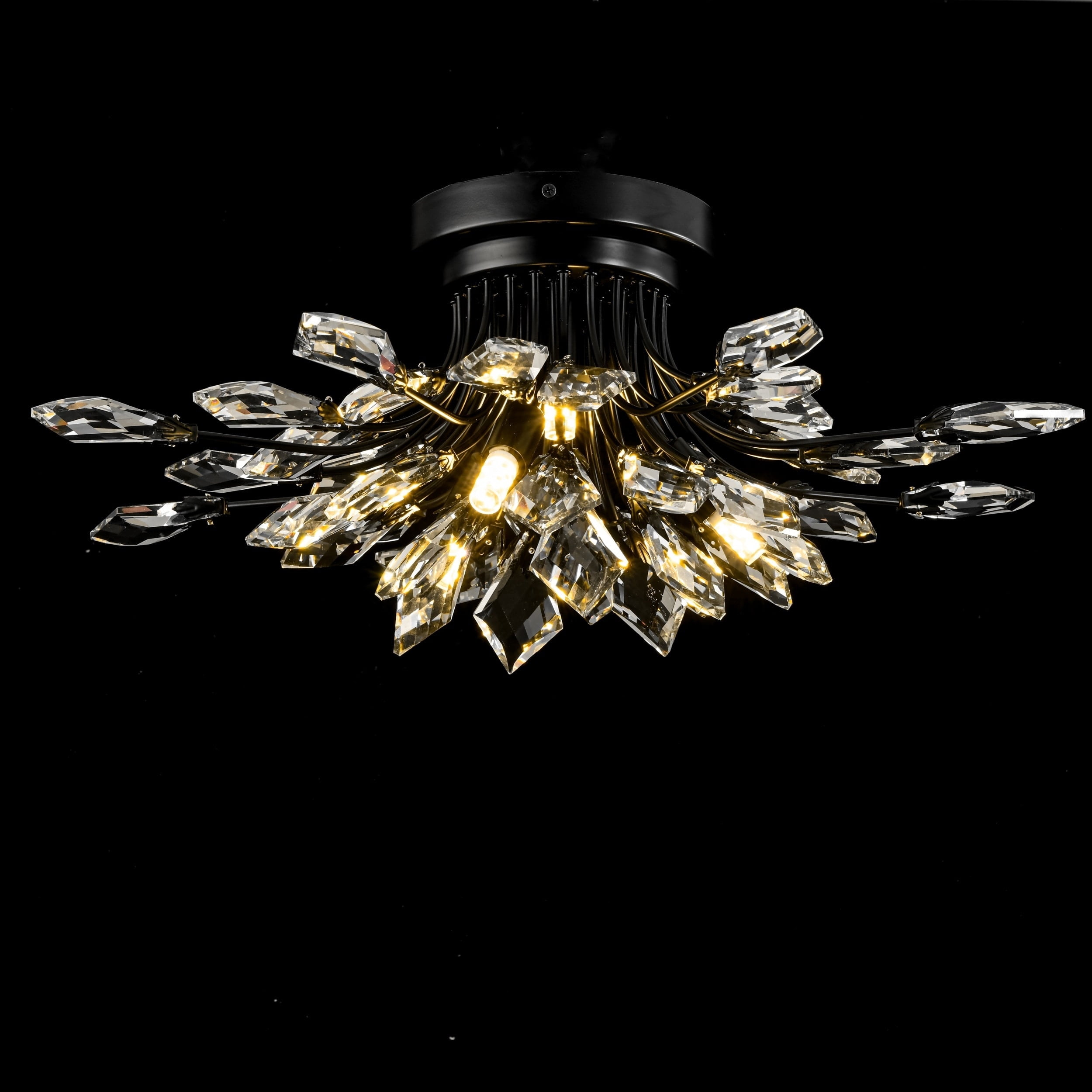 Rennnsan 4-Light Modern Industrial Linear Cluster Crystal Flush Mount ...