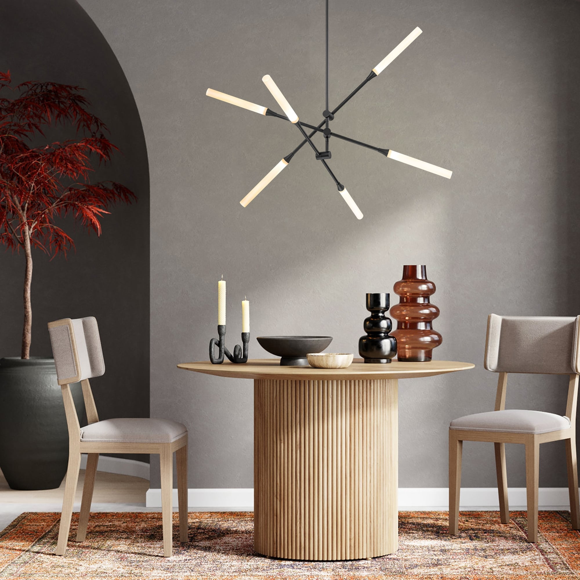 Rennnsan 6/8-Light Modern Linear Tiered Sputnik Cluster Branch Cylinder ...