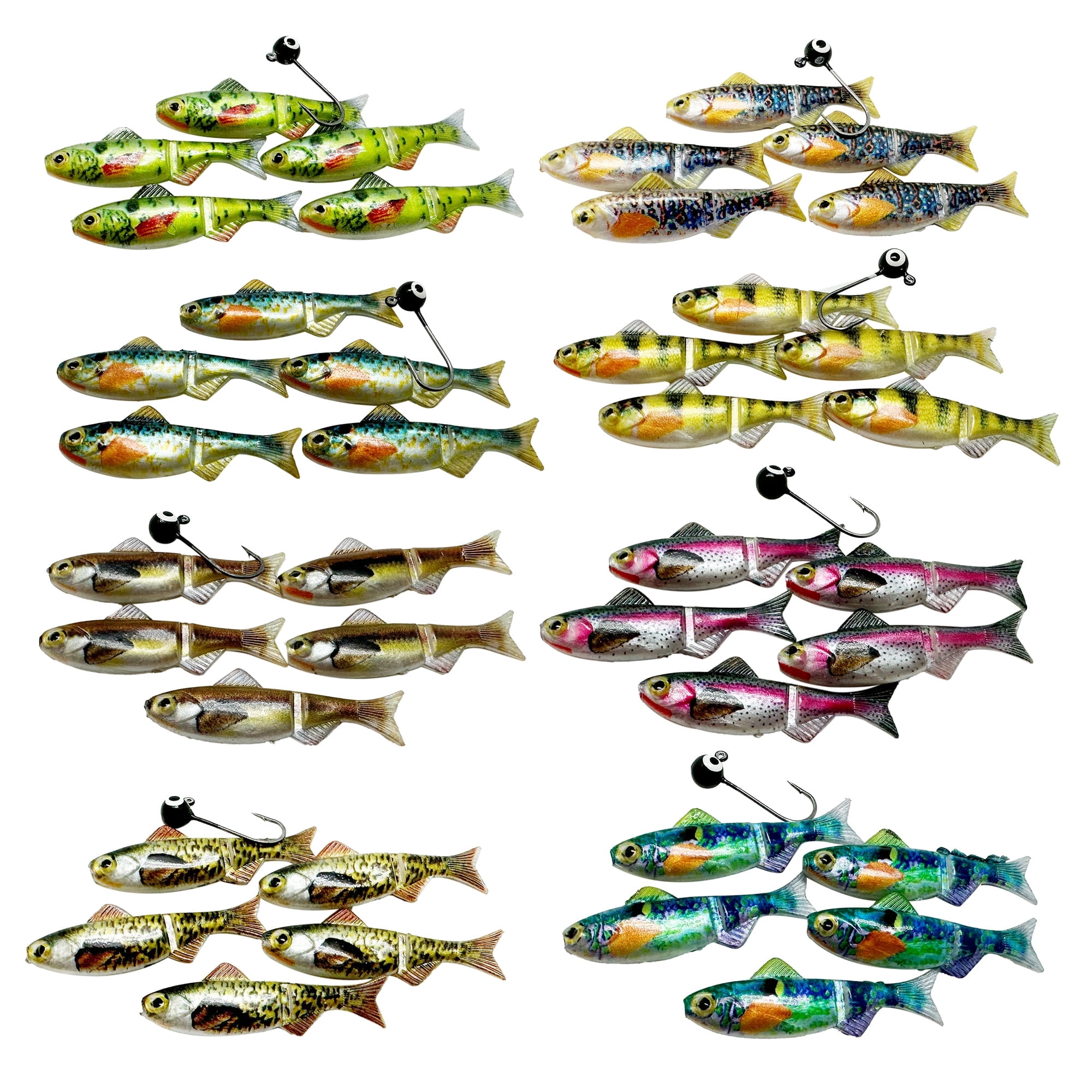 Reno Bait Company Keystone Jig Minnow Kit 1/16 oz with 8 Patterns, 40 ...