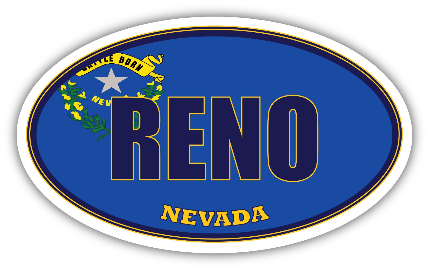 Reno City Nevada State Flag | NV Flag Washoe County Oval State Colors ...