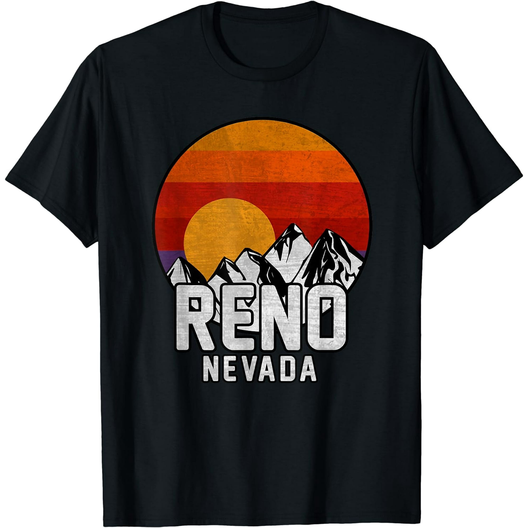 Reno Nevada Retro Mountain Sunset design pure cotton T-Shirt - Walmart.com