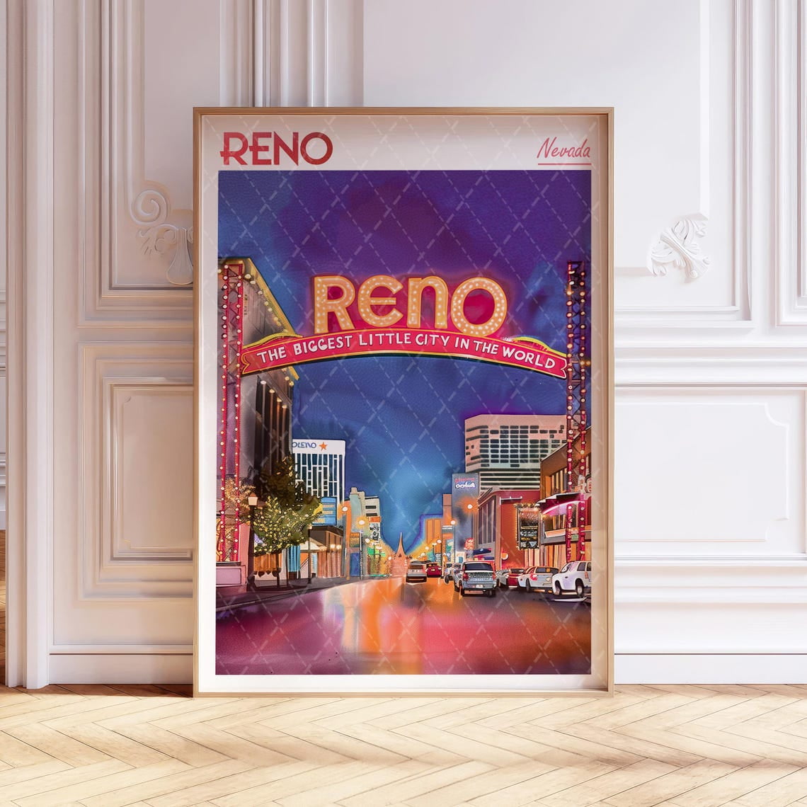 Reno Nevada Usa Pastel Travel Poster, Unframed Size 24x36 - Walmart.com