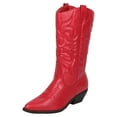 Soda Reno Red Women's Western Cowboy Boots, Stitched Design, Pointy Toe ...