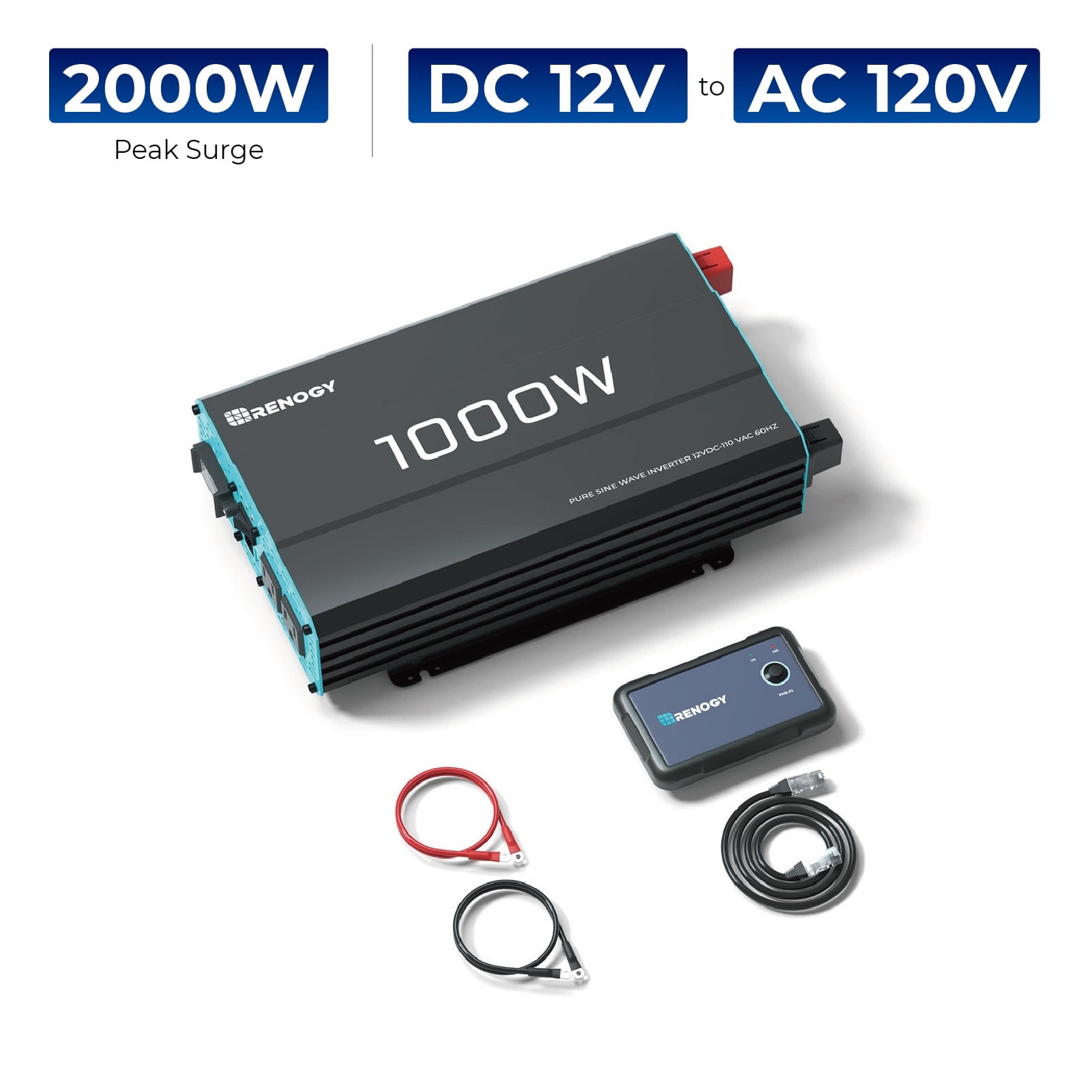 Renogy 1000W Pure Sine Wave Inverter, Power Inverter DC 12V to AC 120V ...