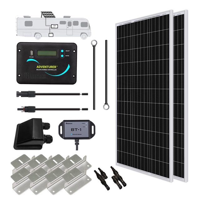 Renogy 200W 12V Mono Solar RV Kit, Camping Panel System with 30A Charge ...