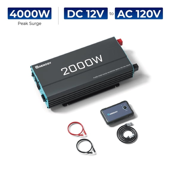 Renogy 2000W Pure Sine Wave Inverter, Power Inverter DC 12V to AC 120V ...