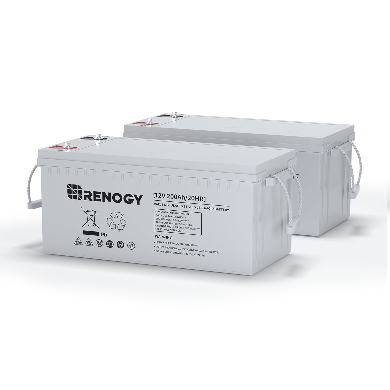 Renogy 2Pack Deep Cycle AGM Battery 12 Volt 200Ah, 2000A Max Discharge ...