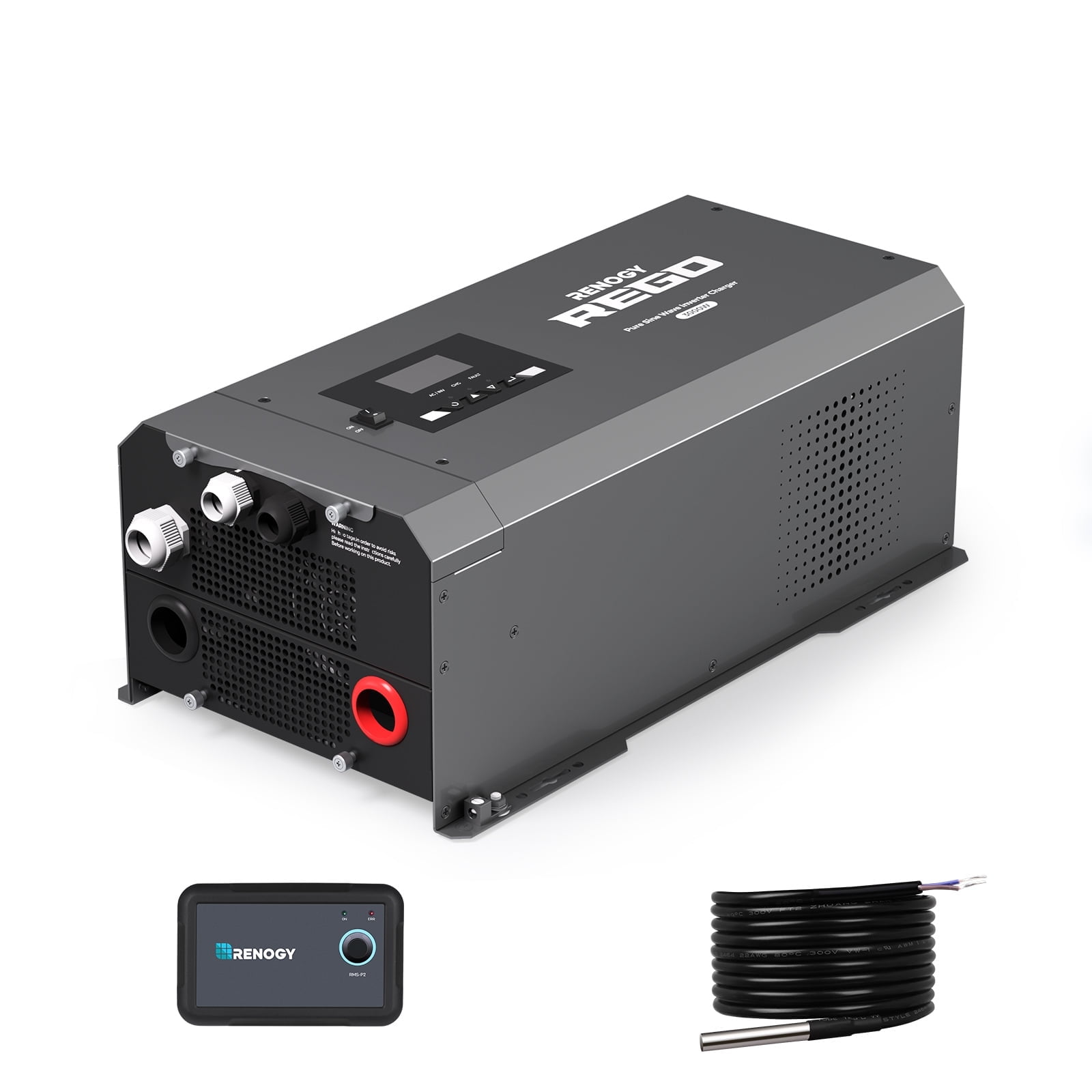 Renogy 3000W Pure Sine Wave Inverter Charger w/LCD Display, 12V DC to ...