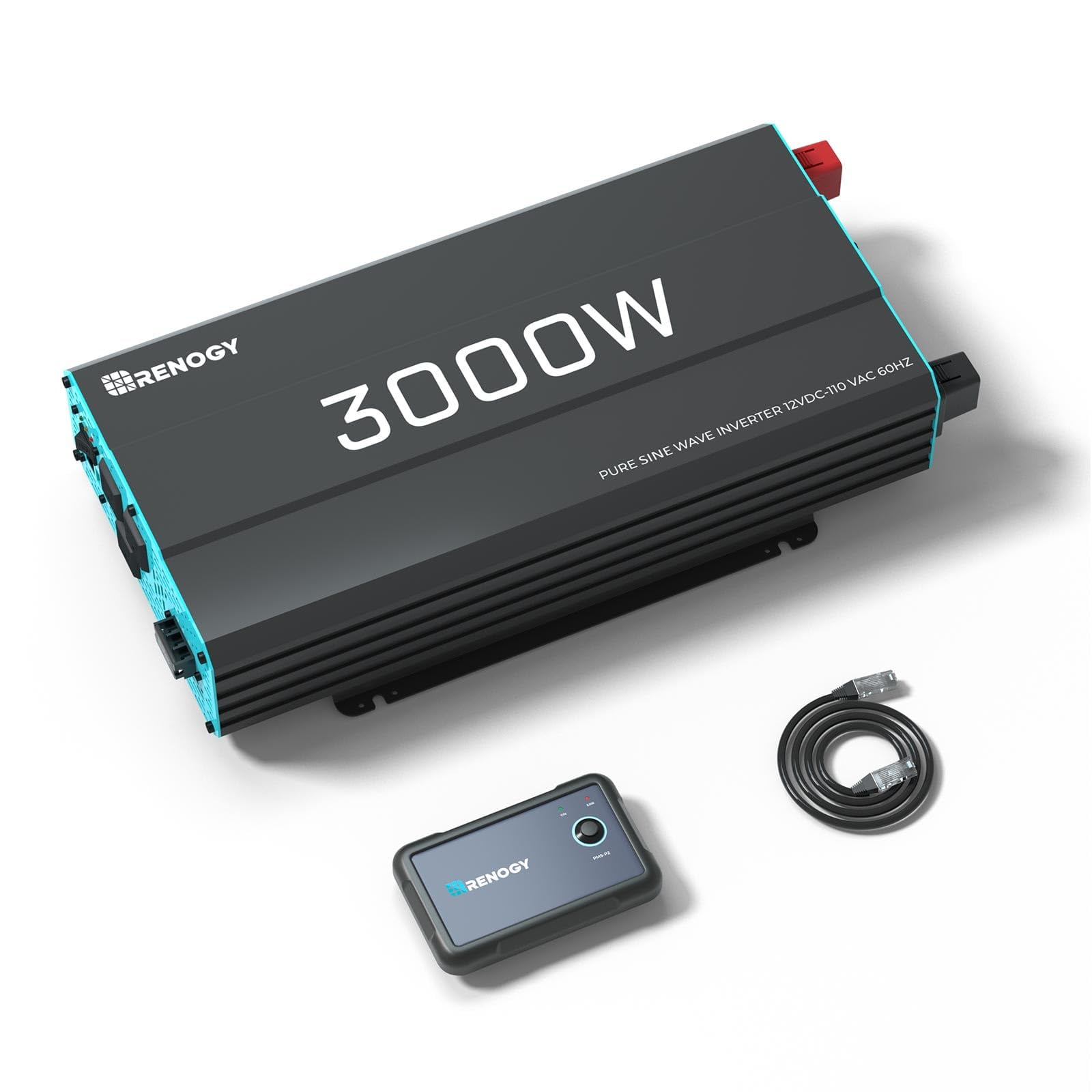 Renogy 3000W Pure Sine Wave Inverter, DC 12V to AC 120V, Built-in 5V/2 ...