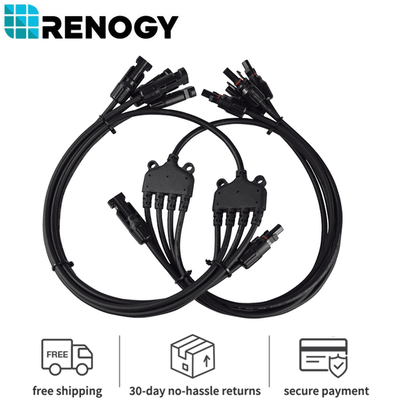 Renogy 4 to 1 Solar Panel Branch Connectors MMMMF+FFFFM One Pair For Parallel - Walmart.com