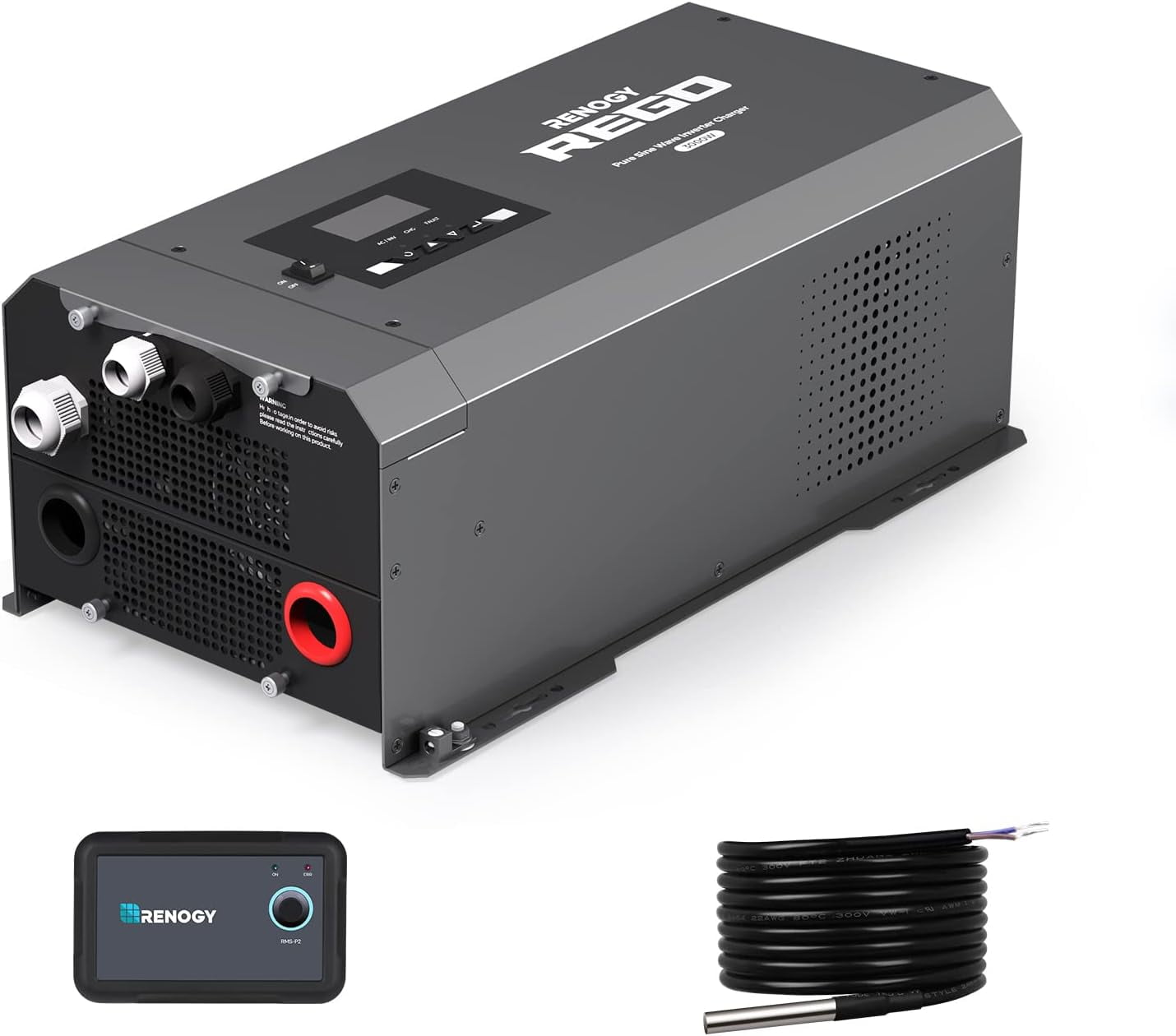 Renogy REGO 3000W Pure Sine Wave Inverter Charger w/LCD Display 12V DC ...