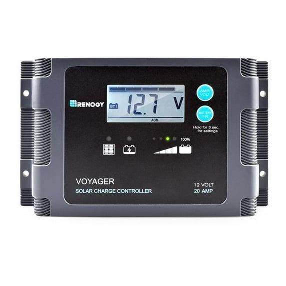Renogy Voyager - 20A PWM Waterproof Charge Controller w/ LCD Display ...