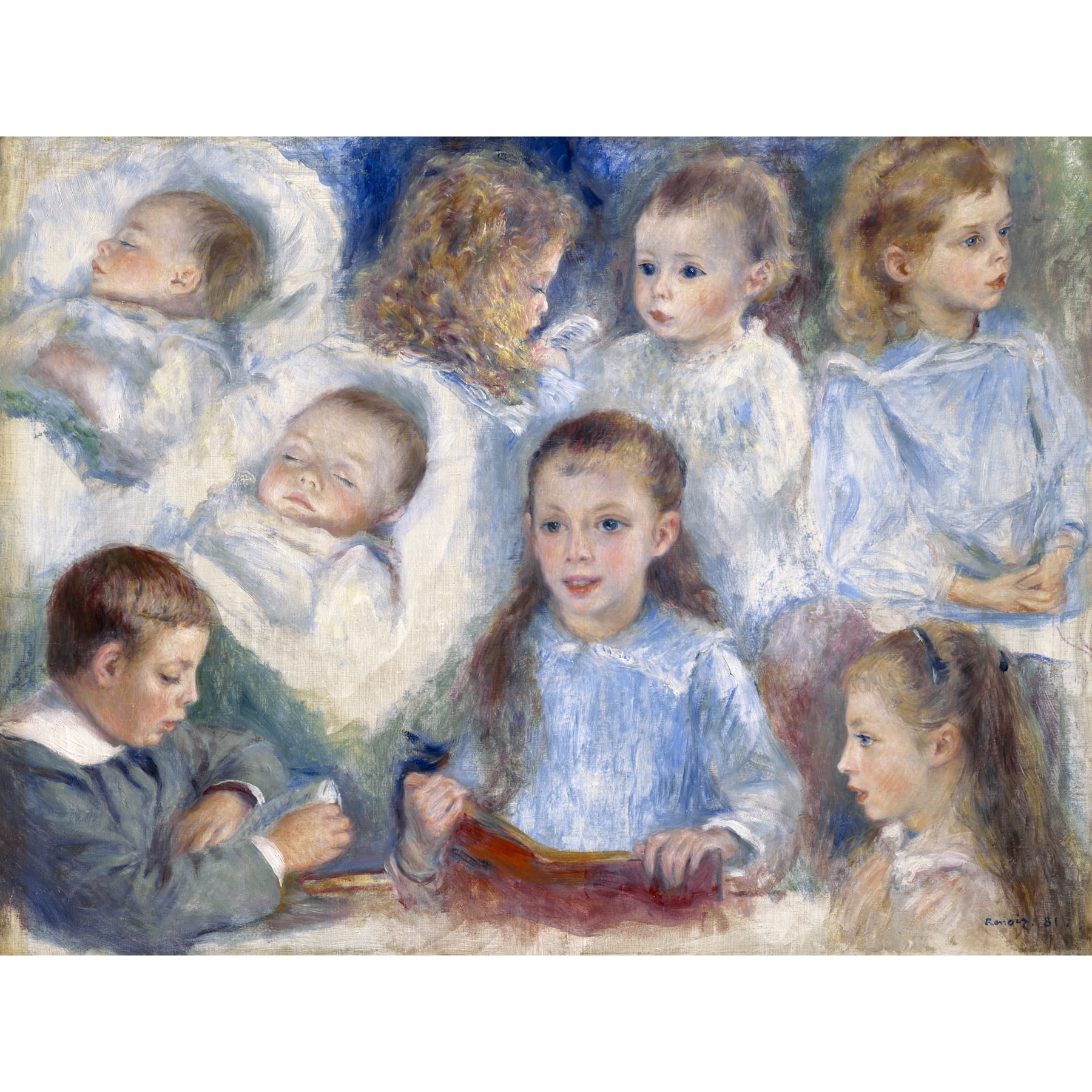 Renoir Sketches Of Heads The Berard Children Painting Extra Large XL ...
