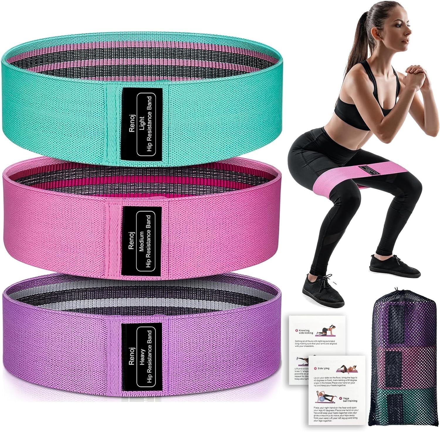 CEYAZYE 3 Set of Resistance Bands, Exercise Workout Bands for Women and ...