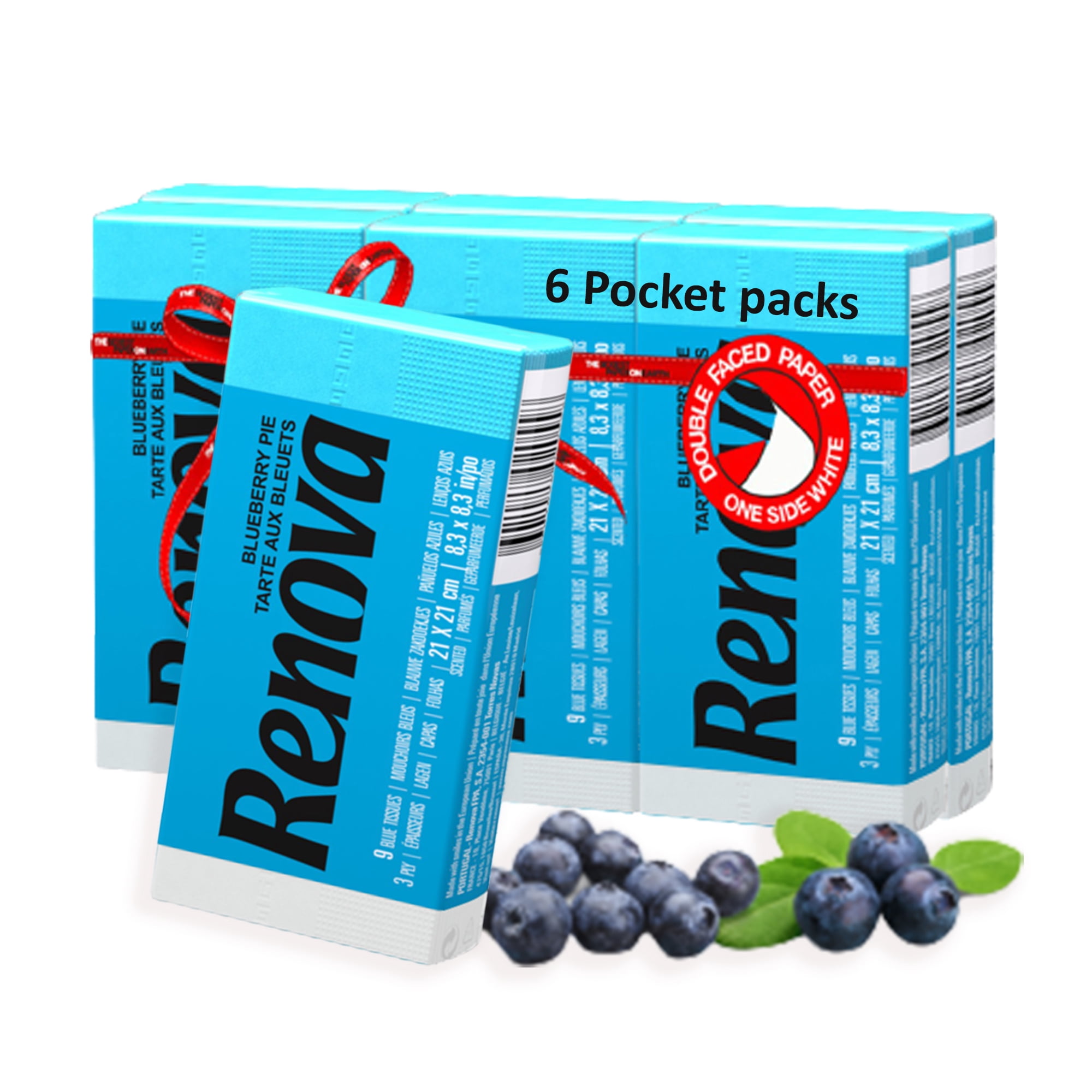 Renova Blue Blueberry Pie Pocket Facial Tissue, 6 Packs, 9 Tissues Per ...