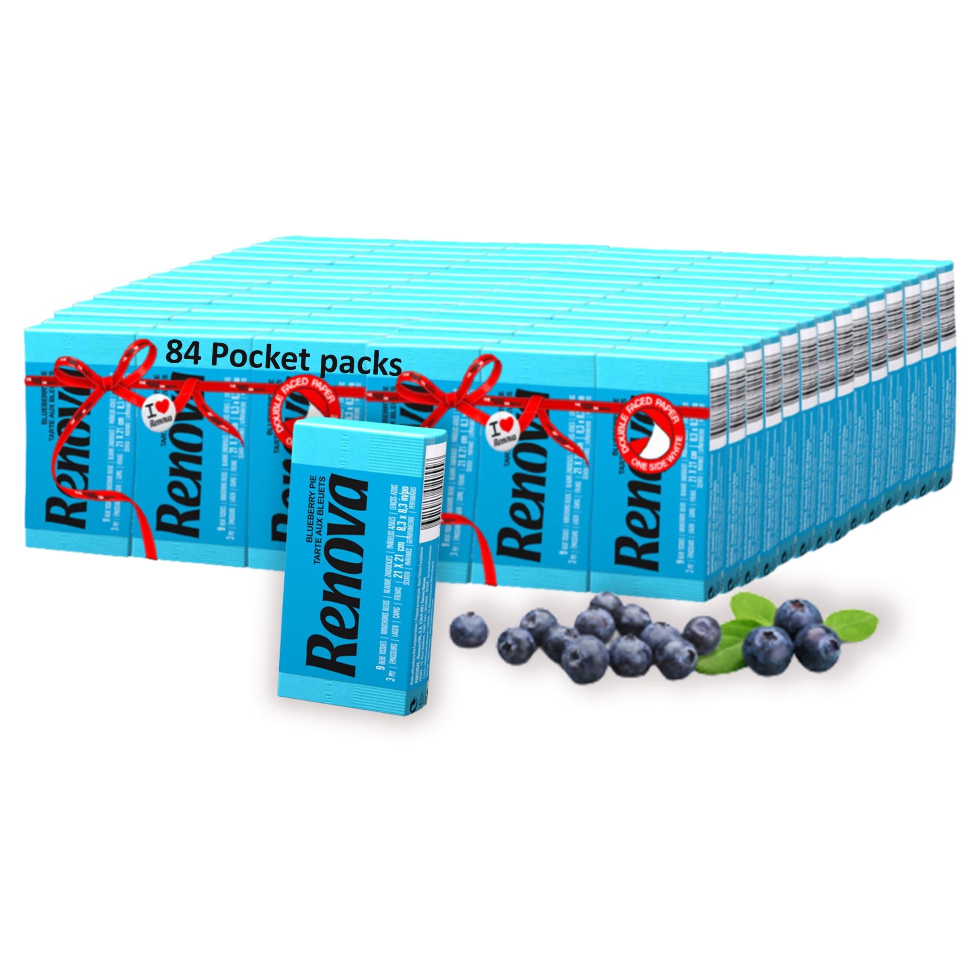 Renova Blue Blueberry Pie Pocket Facial Tissue, 84 Packs, 9 Tissues Per ...