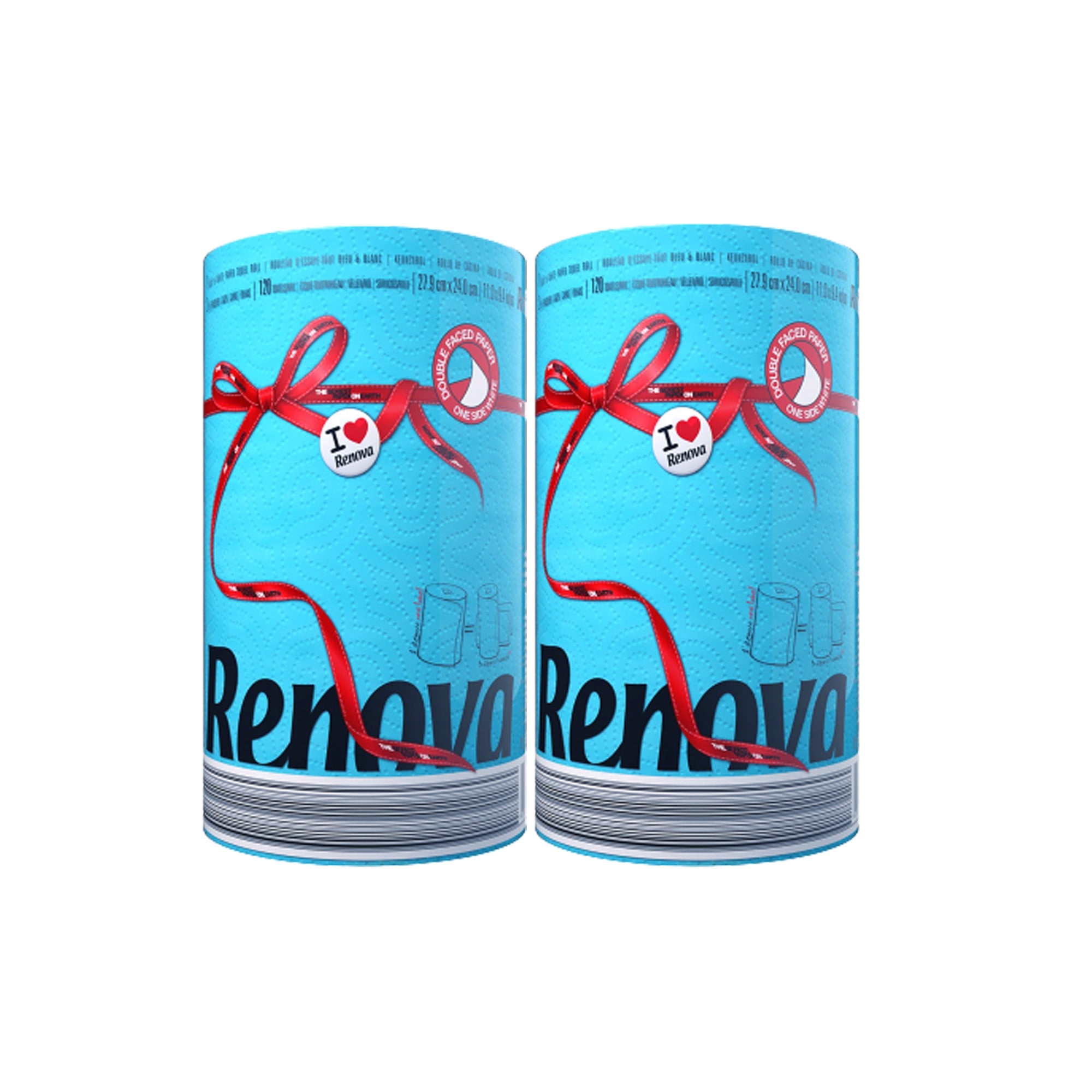 Renova Blue Paper Towels, 2 Rolls, 120 Sheets Per Roll - Walmart.com