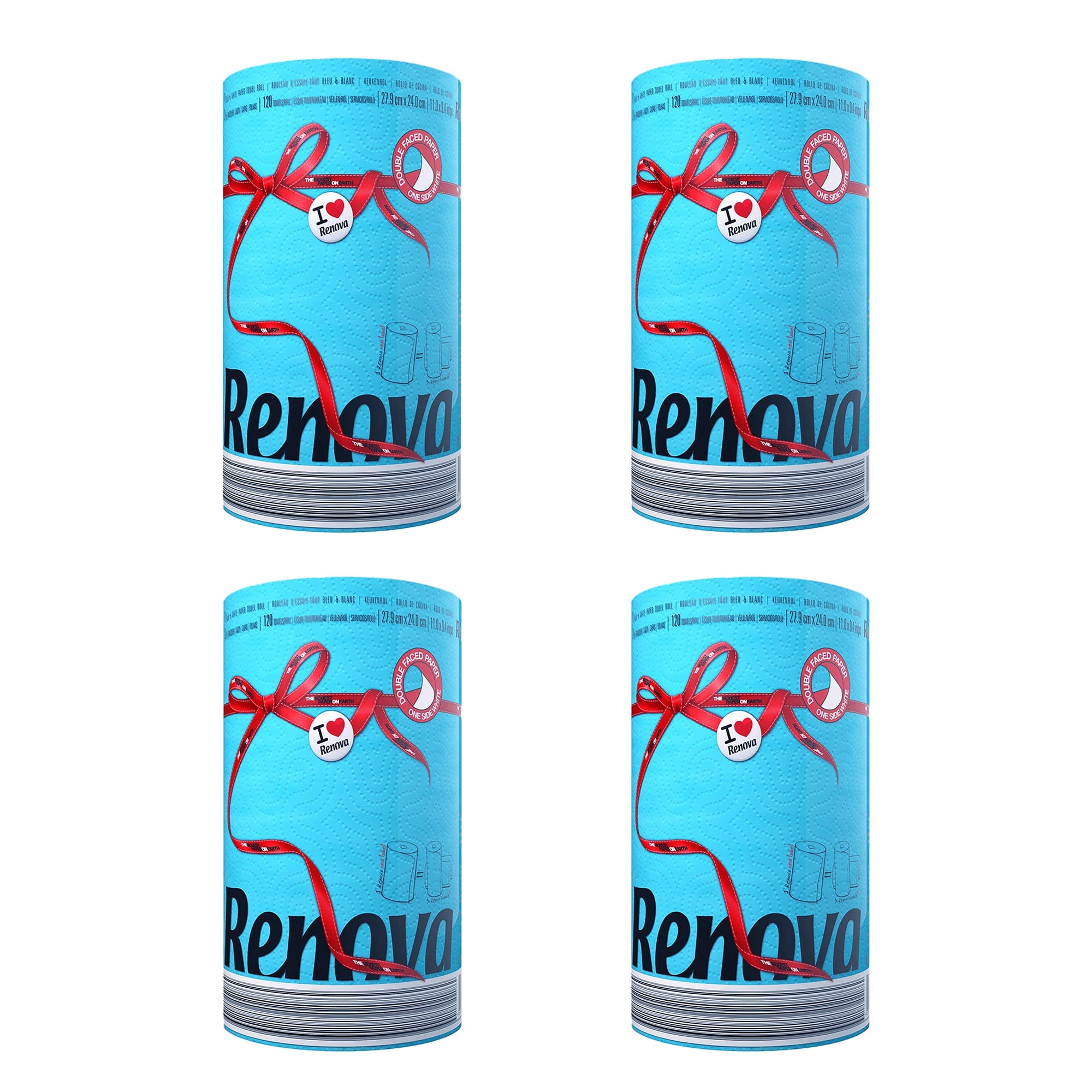 Renova Blue Paper Towels, 4 Rolls, 120 Sheets Per Roll - Walmart.com