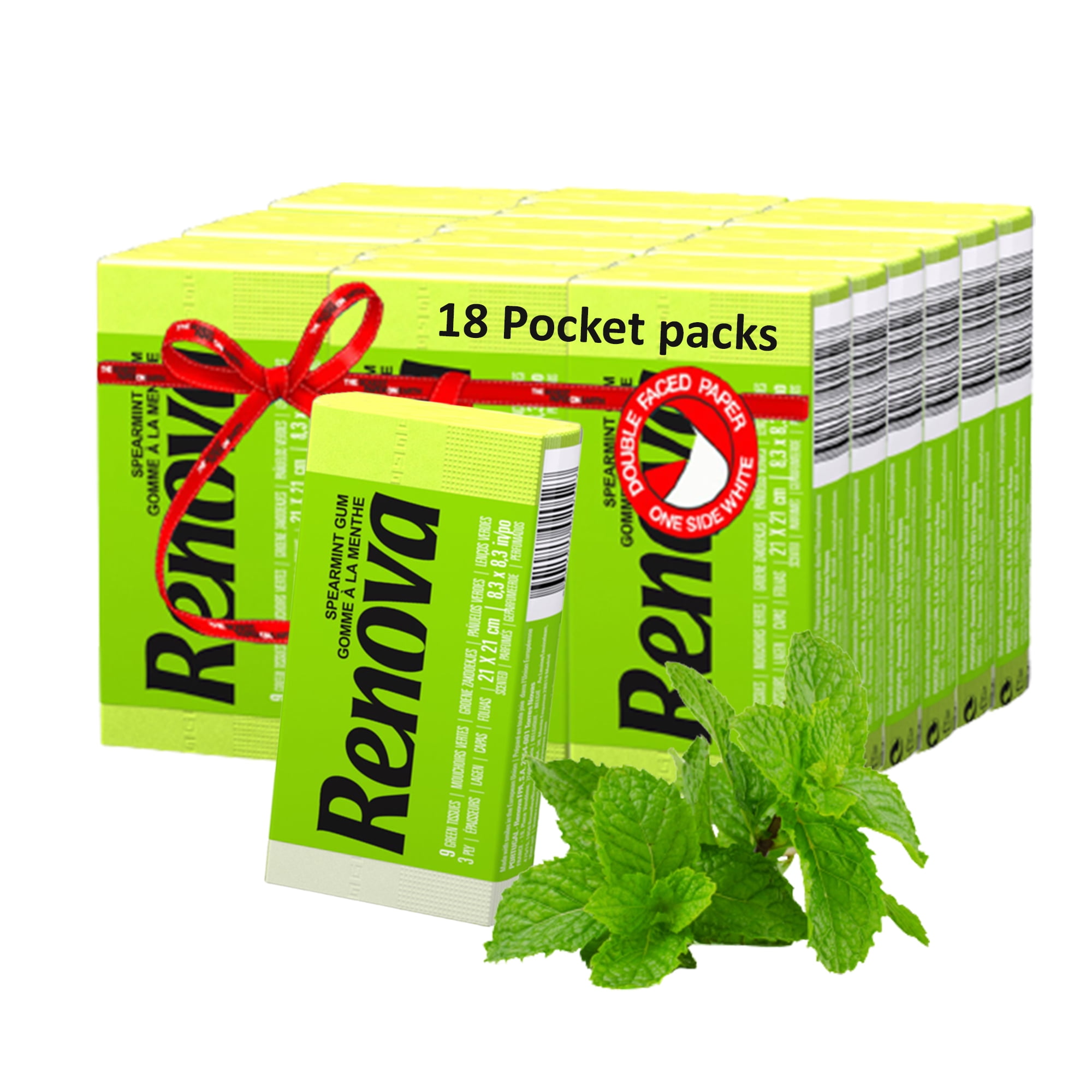 Renova Green Spearmint Pocket Facial Tissue, 18 Packs, 9 Tissues Per ...