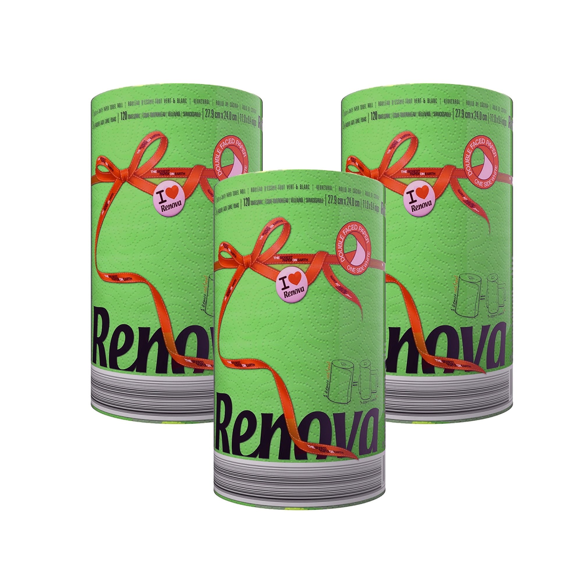 Renova Kelly Green Paper Towels, 3 Rolls, 120 Sheets Per Roll - Walmart.com