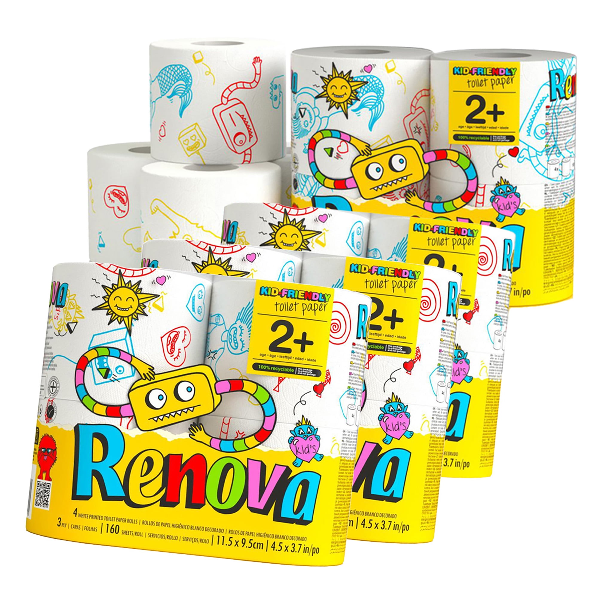 Renova Kids Toilet Paper, 16 Rolls, 160 Sheets Per Roll - Walmart.com