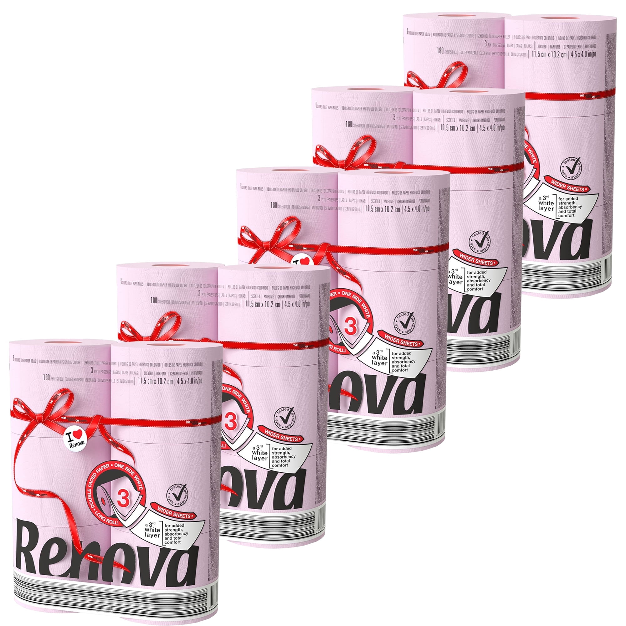 Renova Light Pink Jumbo Toilet Paper, 30 Rolls, 180 Sheets Per Roll ...