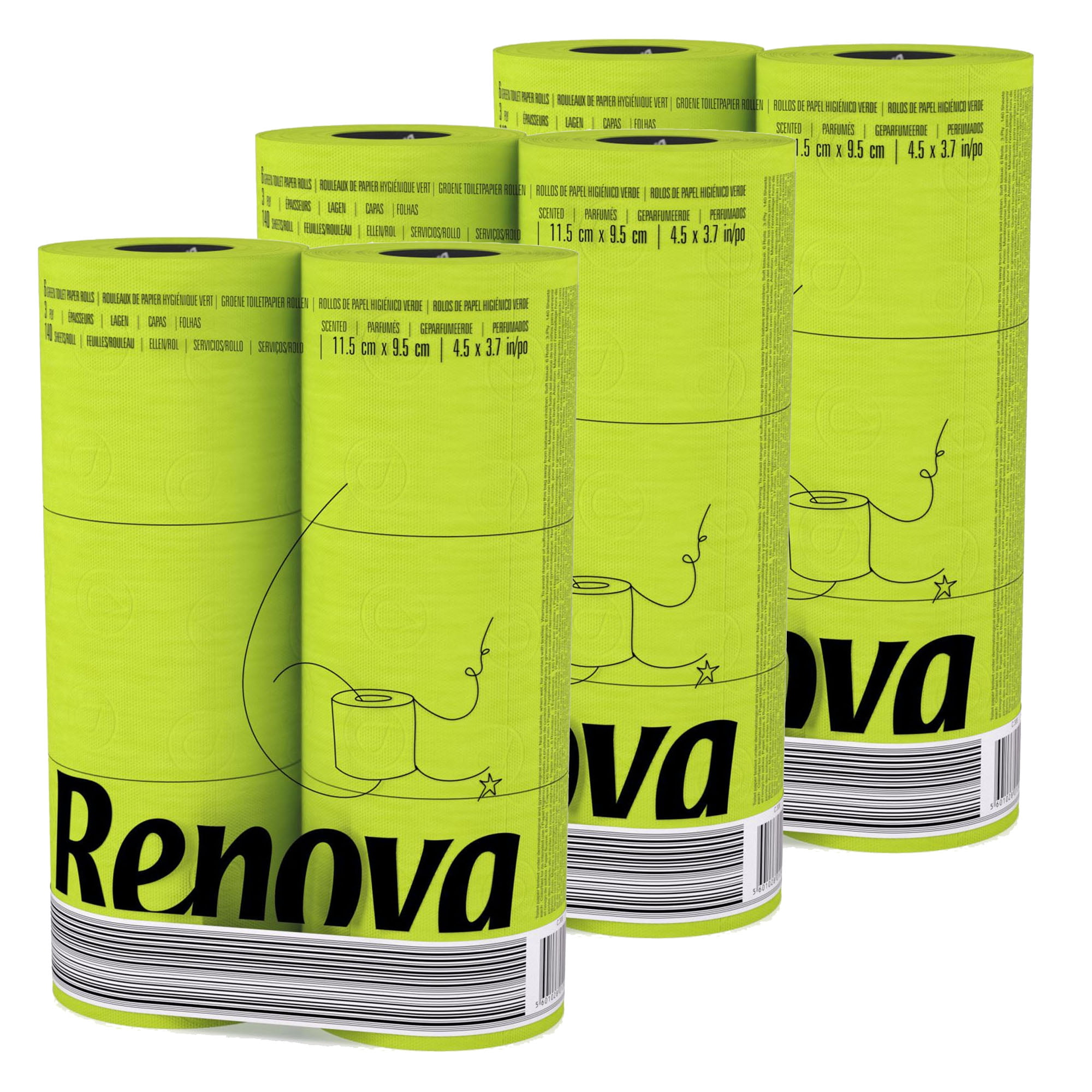 Renova Lime Green Toilet Paper, 18 Rolls, 140 Sheets Per Roll - Walmart.com