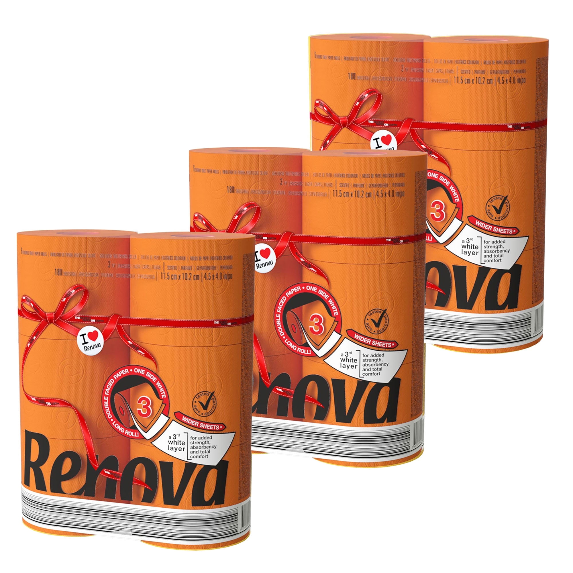 Renova Orange Jumbo Toilet Paper, 18 Rolls, 180 Sheets Per Roll ...