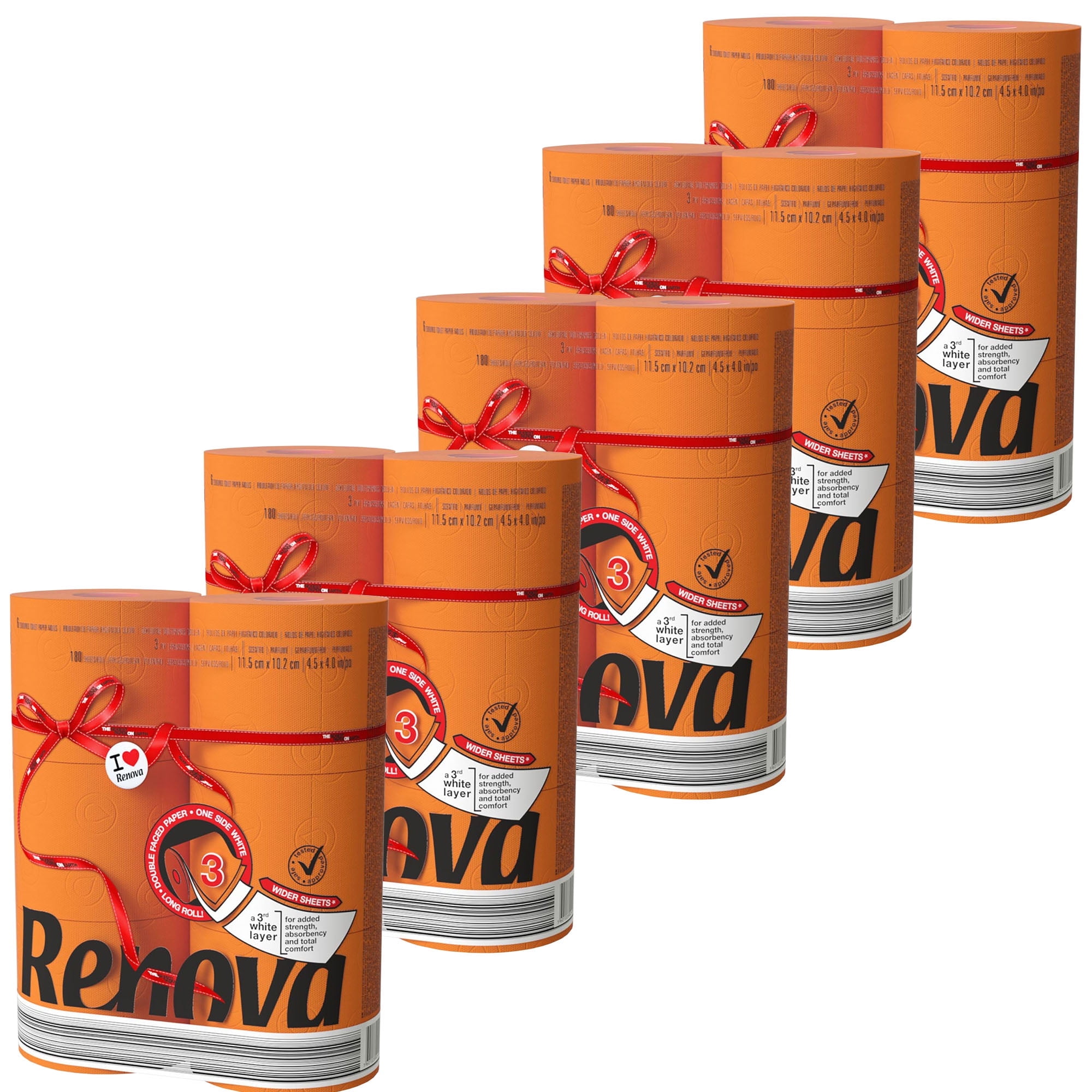 Renova Orange Jumbo Toilet Paper, 30 Rolls, 180 Sheets Per Roll ...