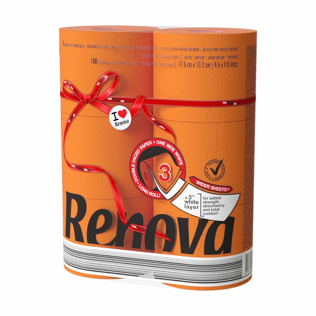 Renova Orange Jumbo Toilet Paper, 6 Rolls, 180 Sheets Per Roll ...