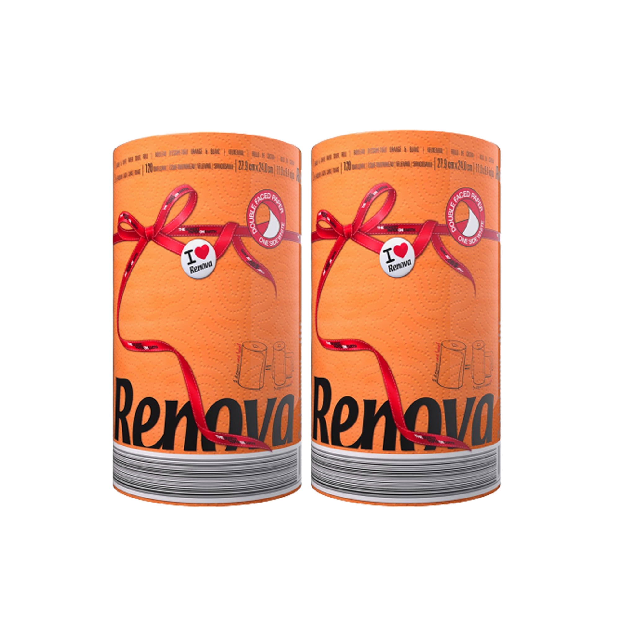 Renova Orange Paper Towels, 2 Rolls, 120 Sheets Per Roll - Walmart.com