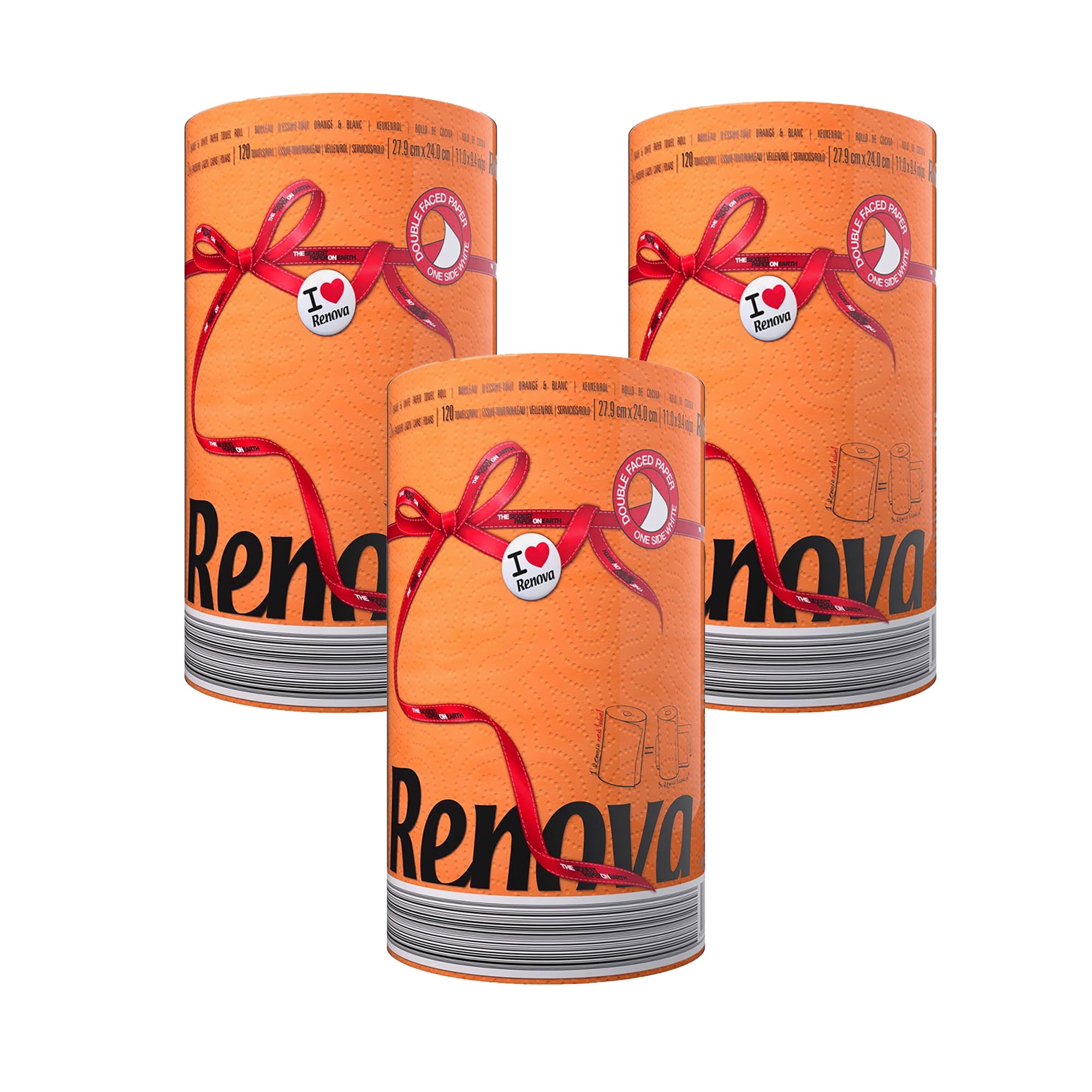 Renova Orange Paper Towels, 3 Rolls, 120 Sheets Per Roll - Walmart.com