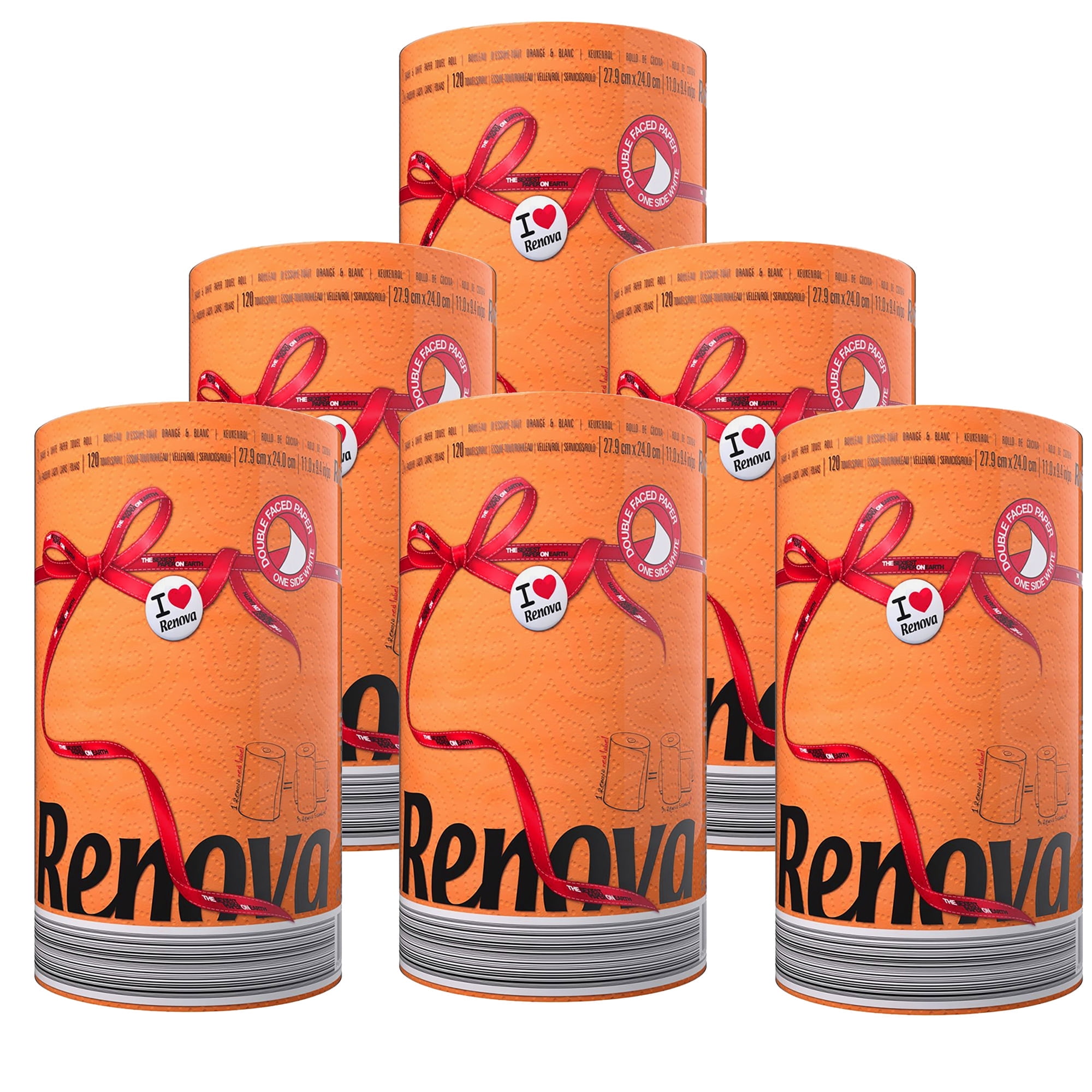 Renova Orange Paper Towels, 6 Rolls, 120 Sheets Per Roll - Walmart.com