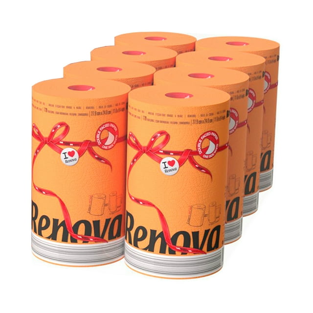 Renova Orange Paper Towels, 8 Rolls, 120 Sheets Per Roll - Walmart.com