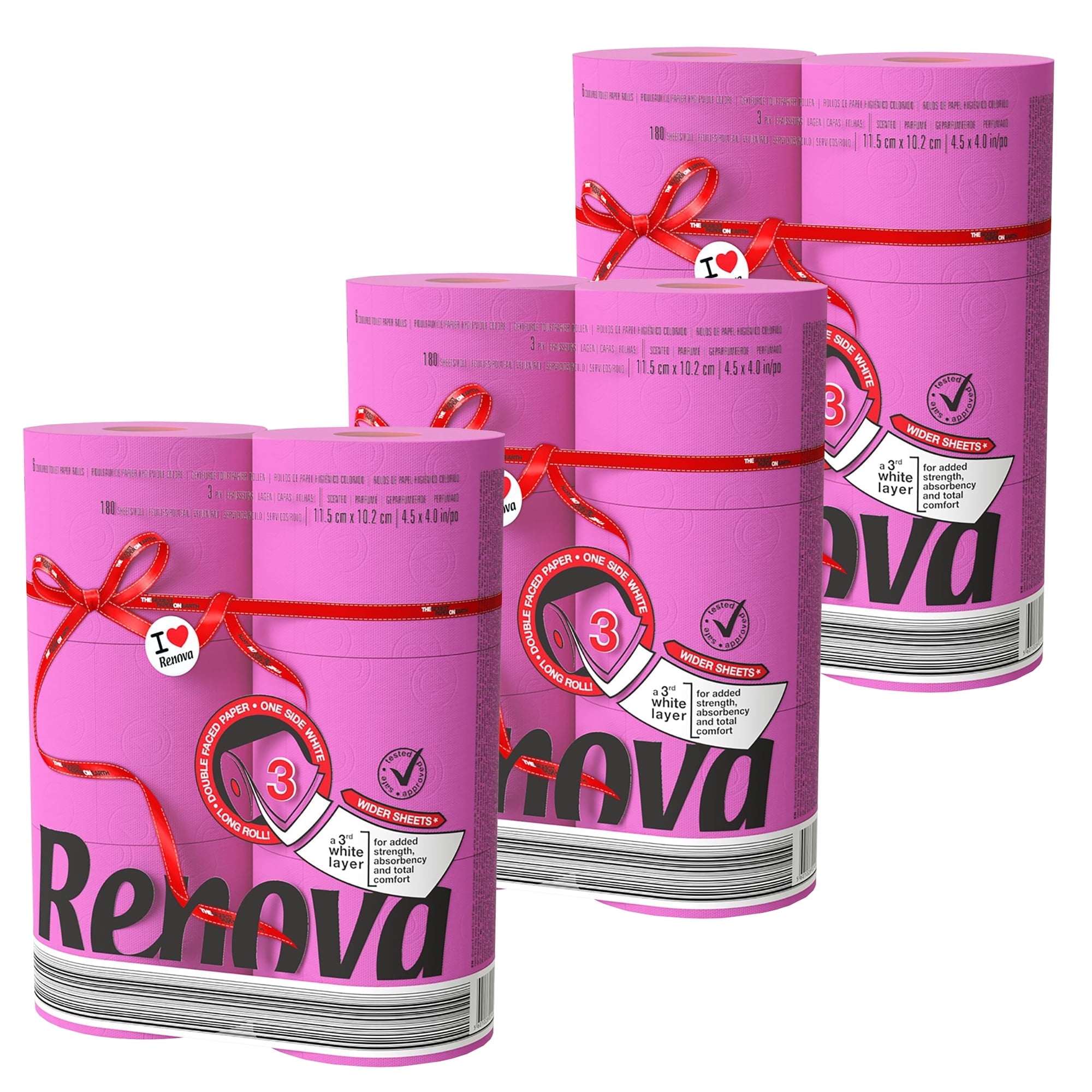 Renova Pink Jumbo Toilet Paper, 18 Rolls, 180 Sheets Per Roll - Walmart.com